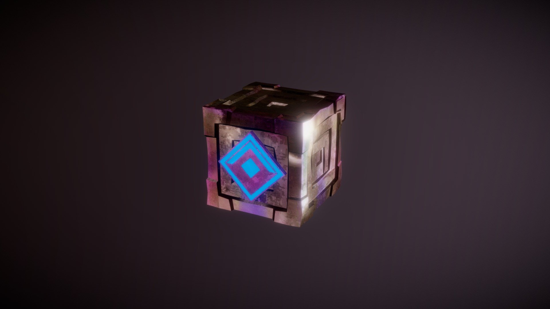 Bismuth Cube with Blue Glowing Runes - 3D model by Daenekas [4c36080 ...