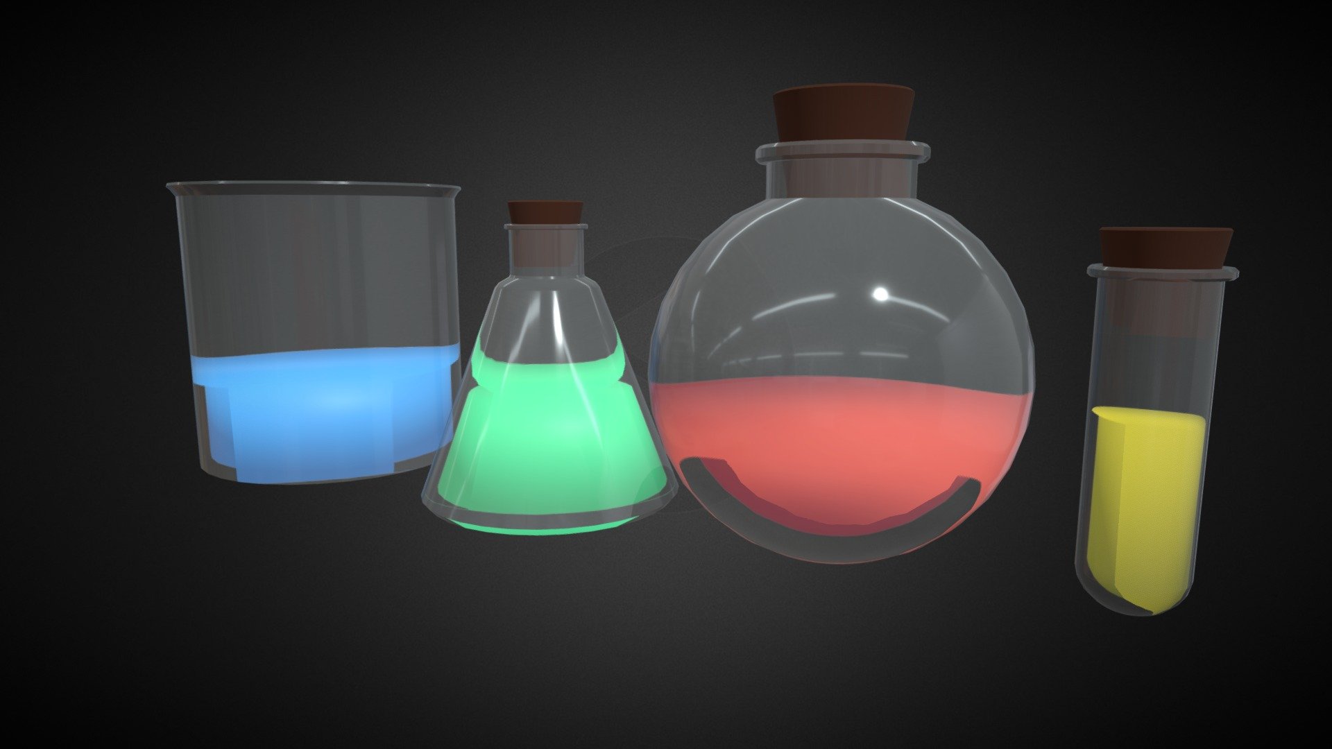 Glass flasks - Download Free 3D model by V0ncur [4c3aacd] - Sketchfab