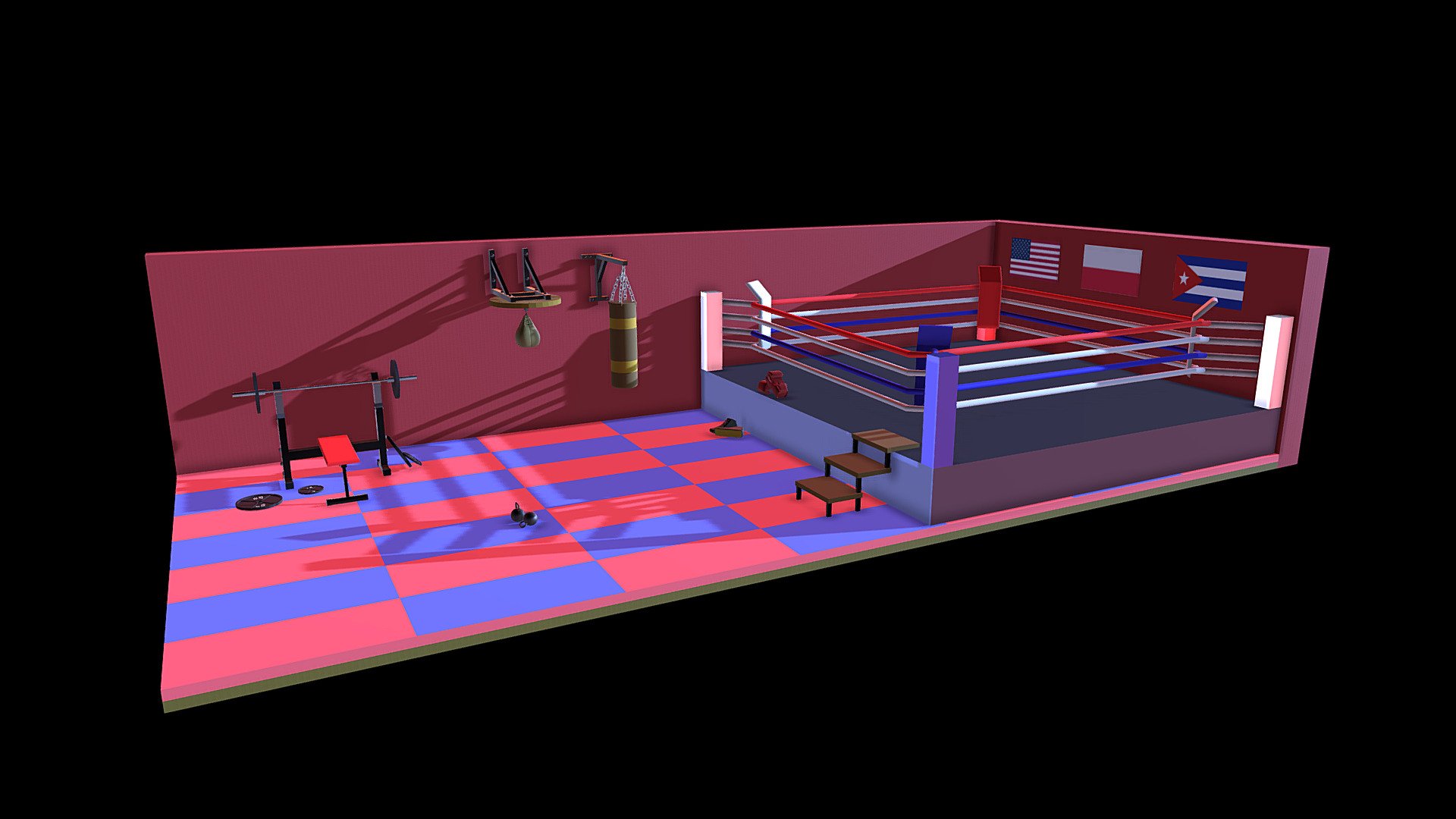 Boxing Gym - 3D model by Tego_i_Tamtego [4c55c75] - Sketchfab