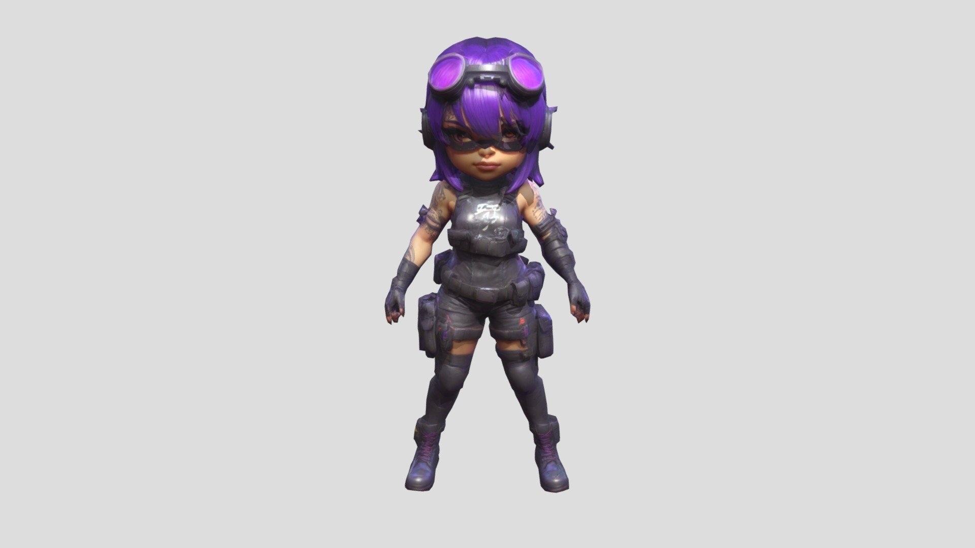 Cyberpunk Chibi Warrior - Download Free 3D model by yronthal [4c5c9b3 ...