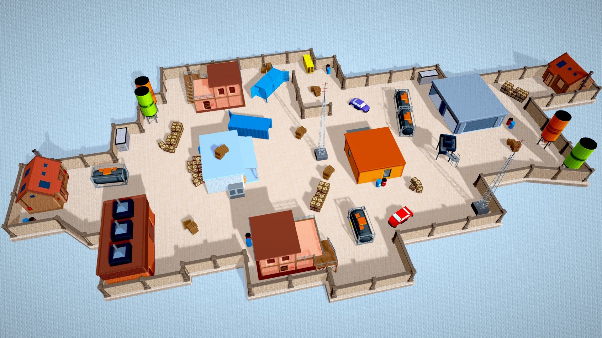 TDM Map 3 - FPS Game Environment - Low poly - Buy Royalty Free 3D model ...