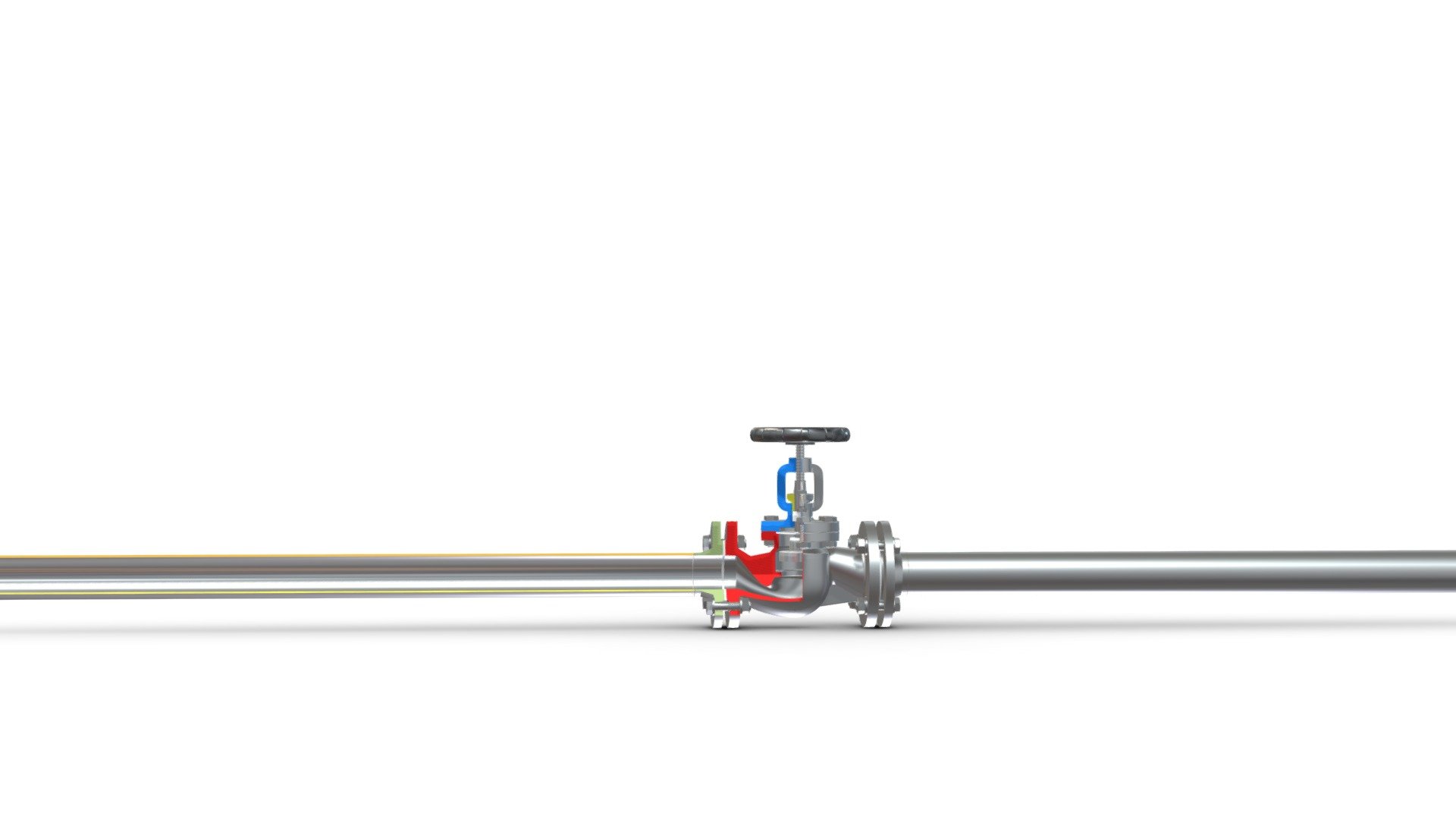 Globe Valve Section with Piping - 3D CAD model - 3D model by 3D CAD ...