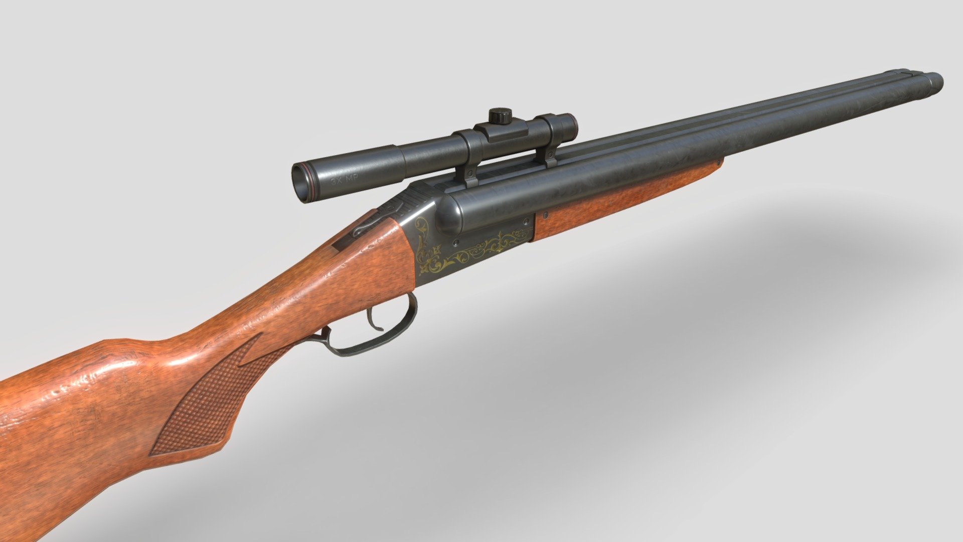 classic double-barreled shotgun - 3D model by haider706 [4c7b686 ...