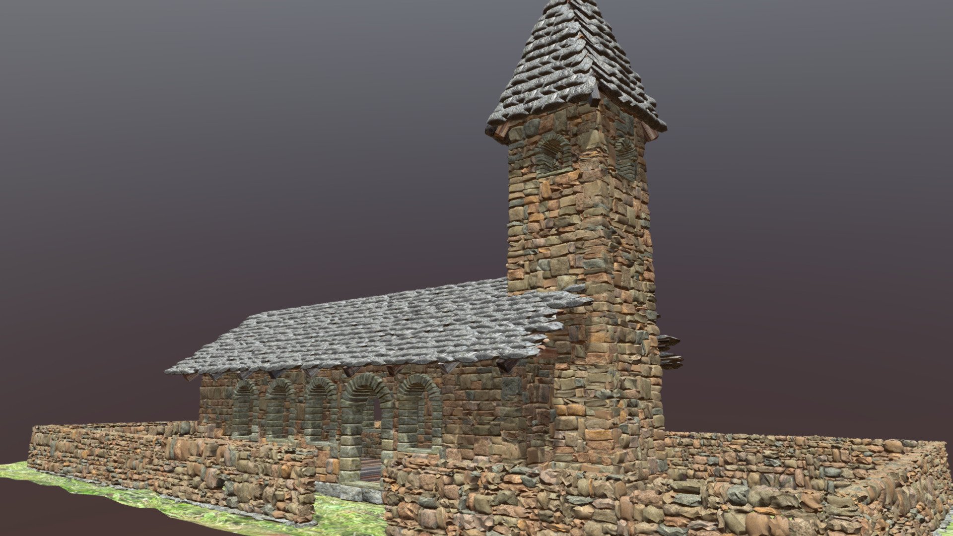 Medieval Stone Church with Stone Wall - Download Free 3D model by ...