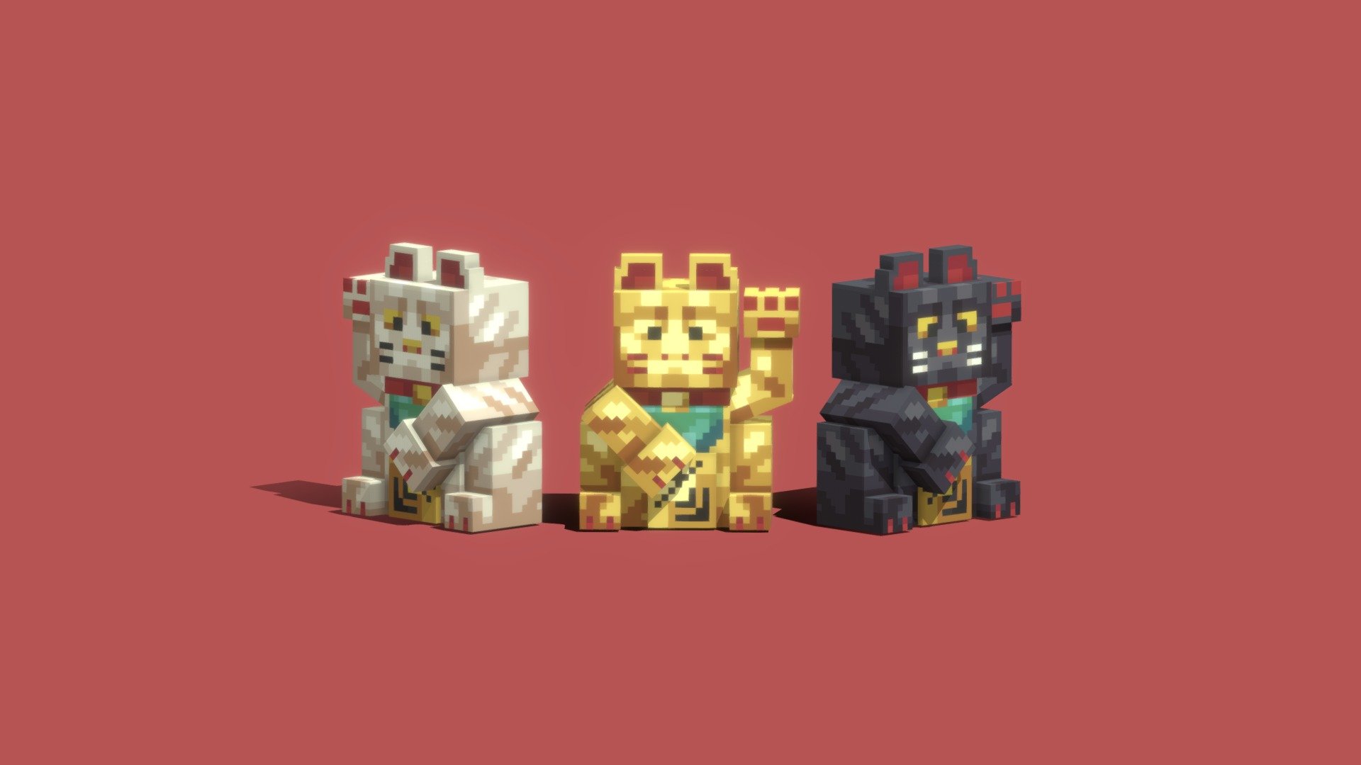 Big Cubic Chinese Cats - 3D model by Boopka (@b8pka) [4c9ea21] - Sketchfab