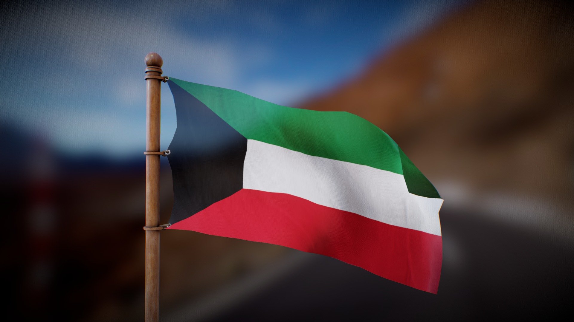 Flag of Kuwait - Wind Animated loop - Buy Royalty Free 3D model by ...