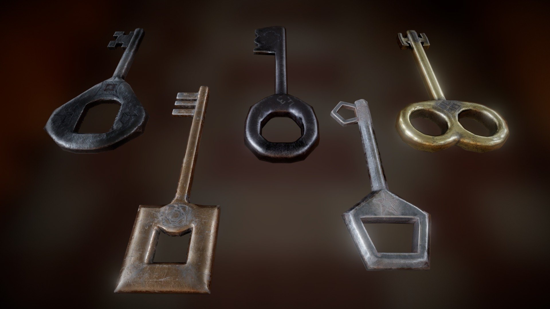 Antique Key Set for Game Design [Low-Poly] - Buy Royalty Free 3D model ...