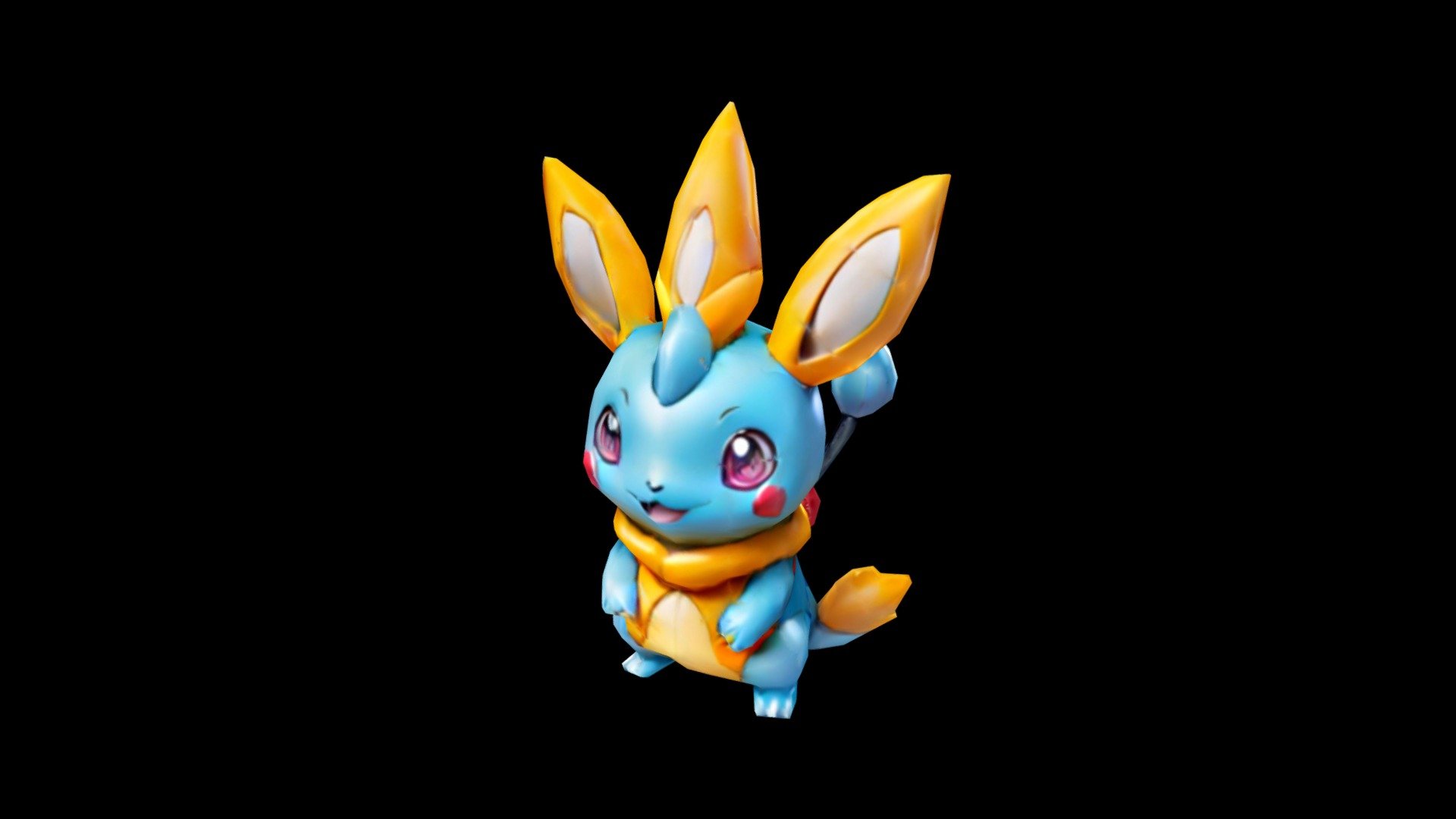 A cheerful blue Pokemon with yellow tufts and a - Download Free 3D ...
