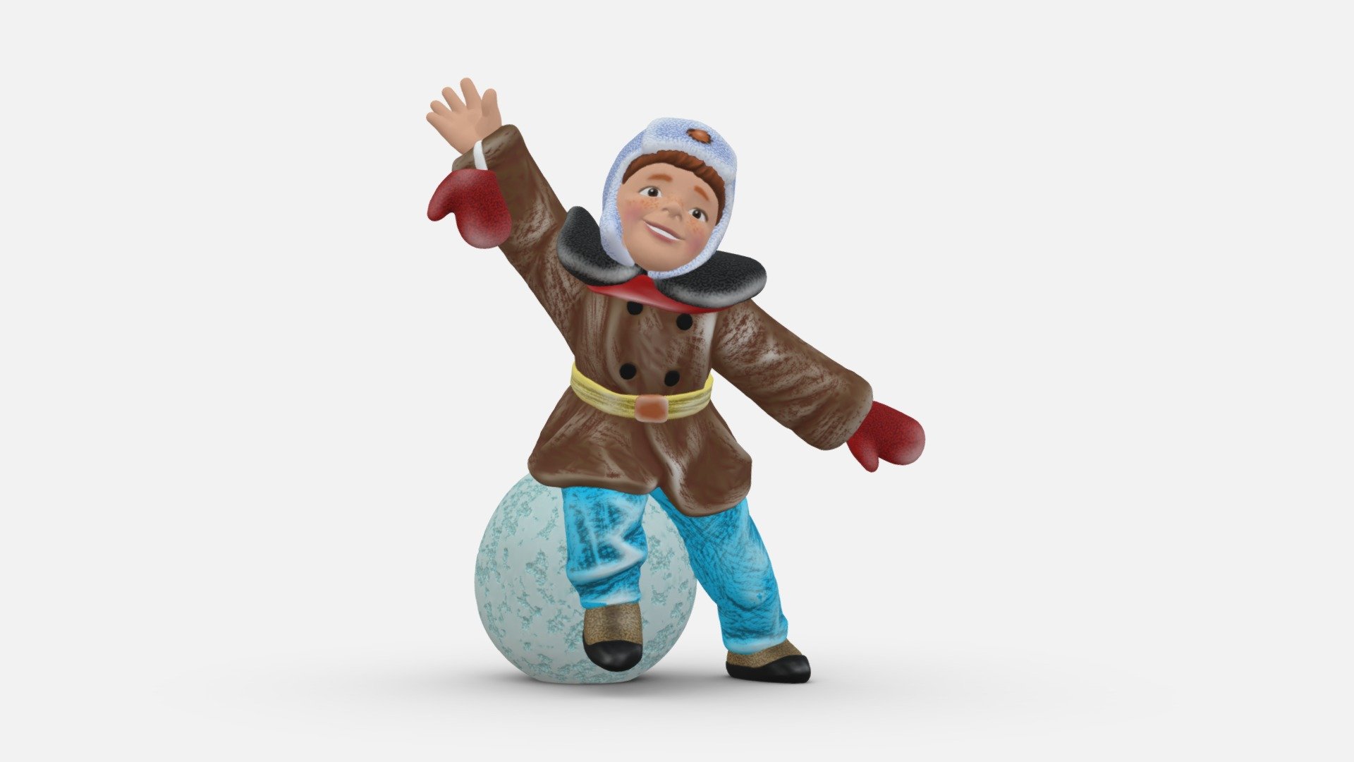 001345 smiling boy seat on the snowball - Buy Royalty Free 3D model by ...