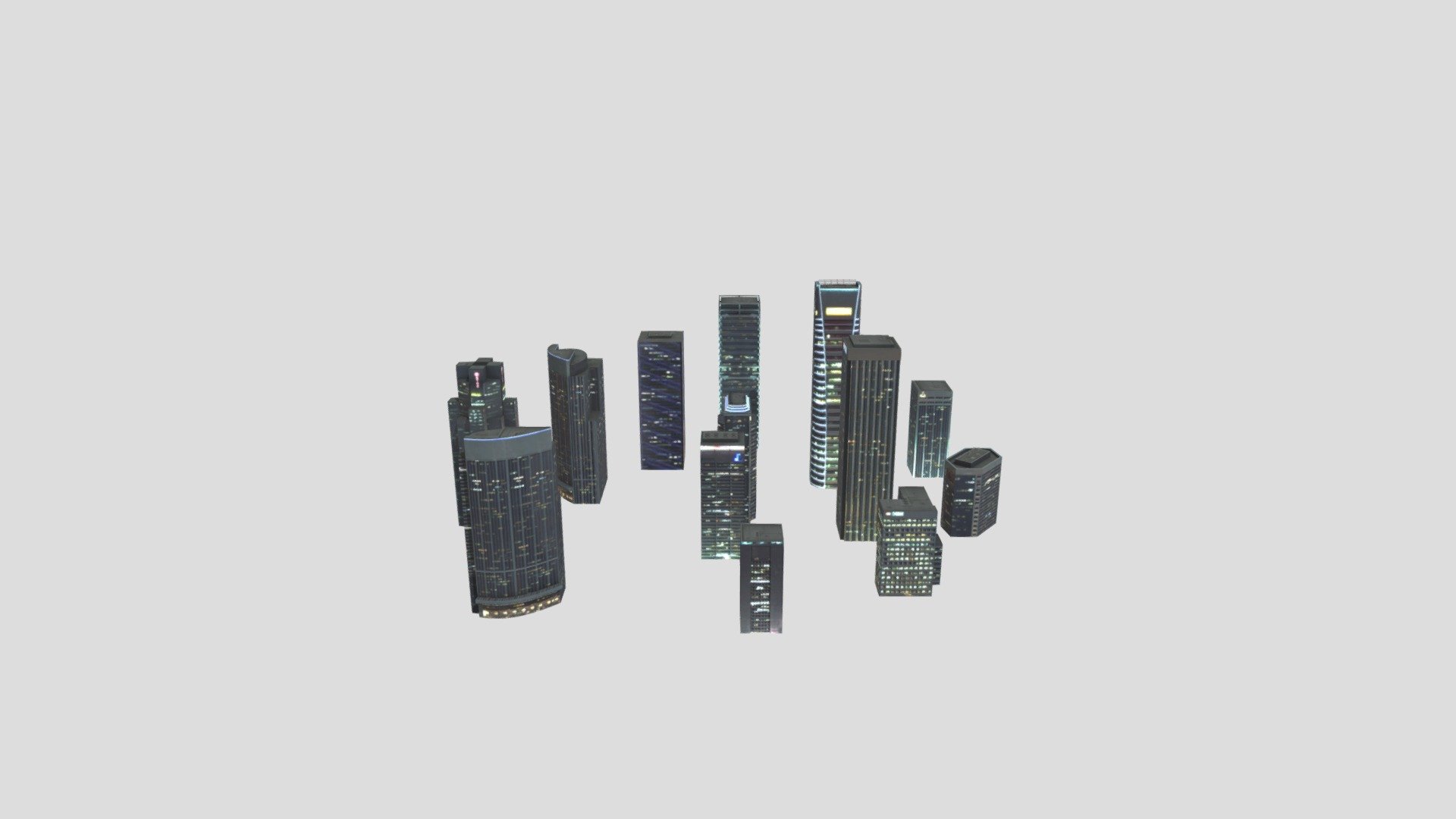 Low-poly-night-city-building-skyline - Download Free 3D model by ...