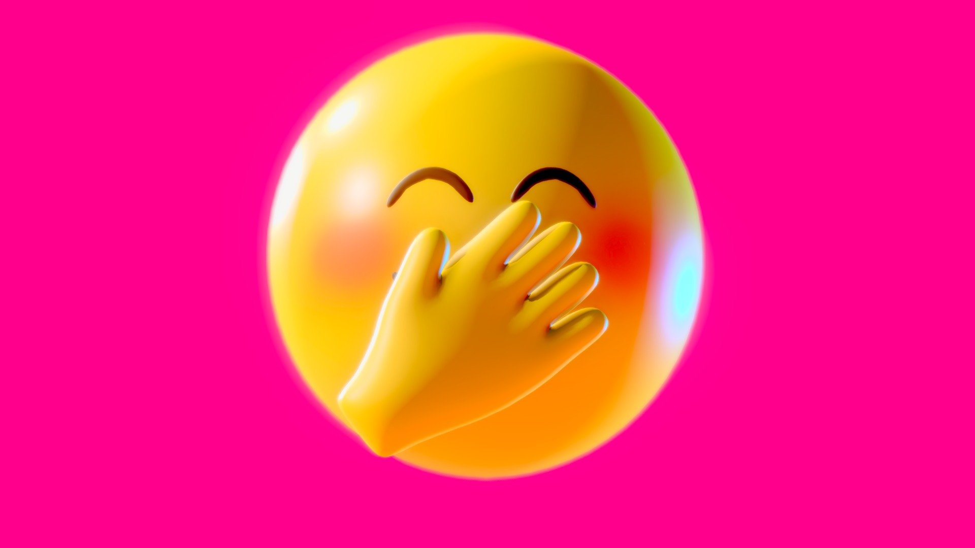 Hiding Smile or Shy Emoticon Emoji or Smiley - Buy Royalty Free 3D ...