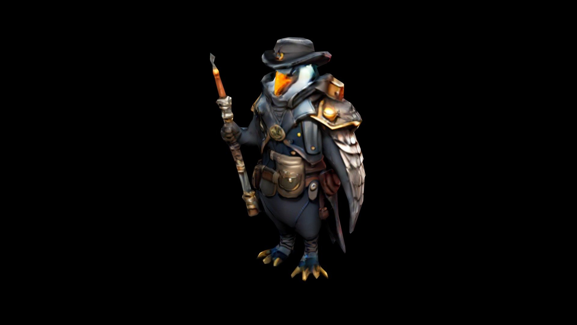 A fantasy bird with metal wings and black armor, - Download Free 3D ...