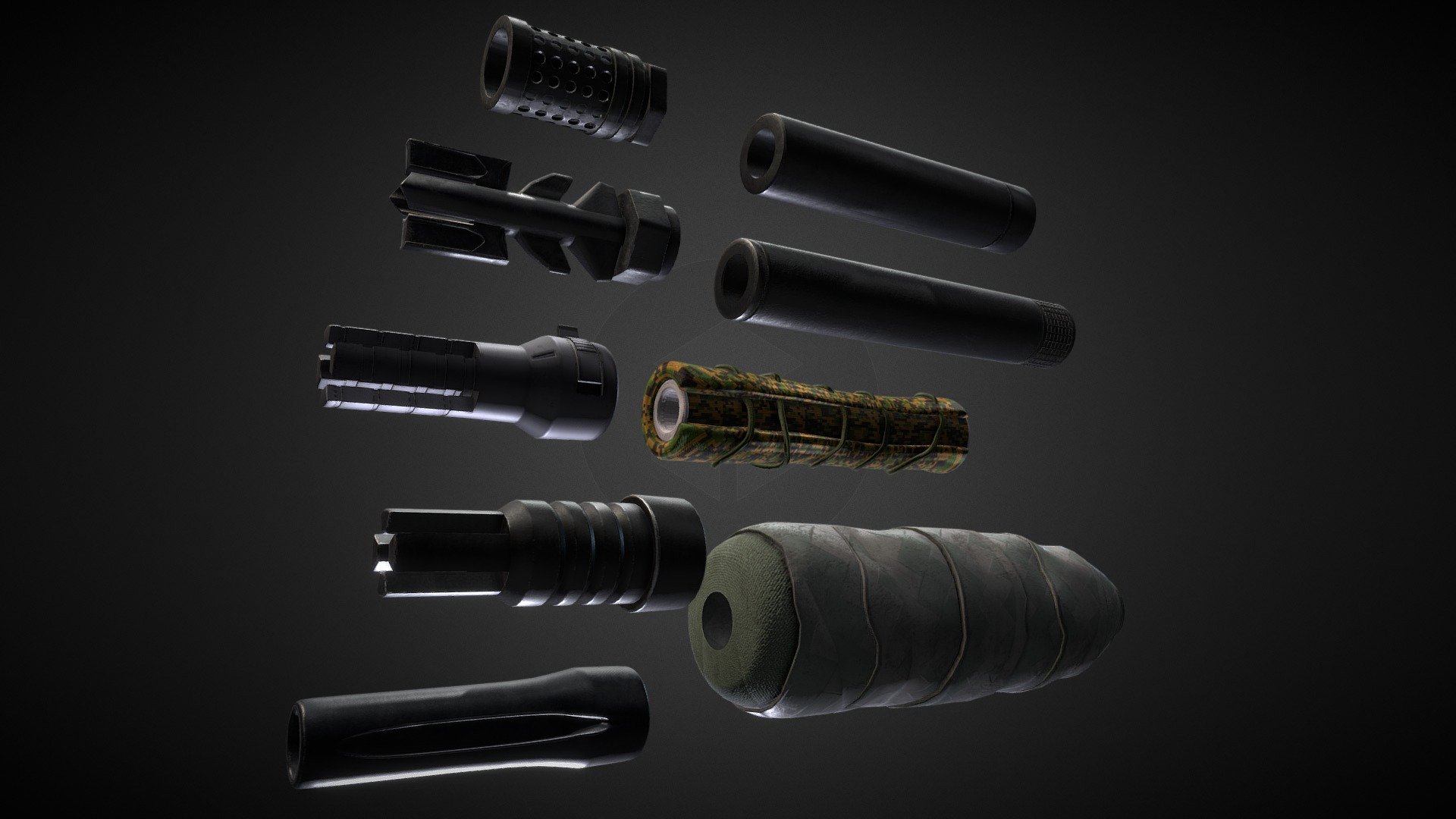 WWII Suppressors - 3D model by bazoomba [4d0e87b] - Sketchfab