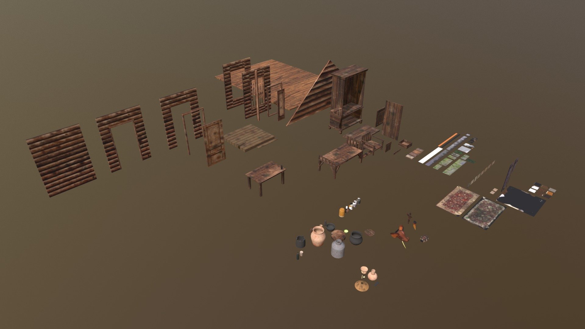 Wooden House Modulus Building Props - 3D model by TangYC [4d132b8 ...