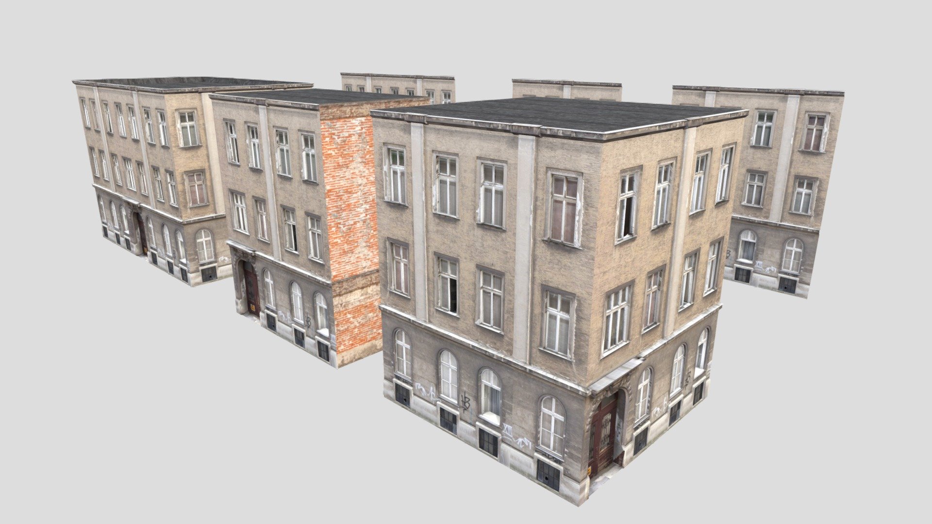 European building facades - Download Free 3D model by bean ...