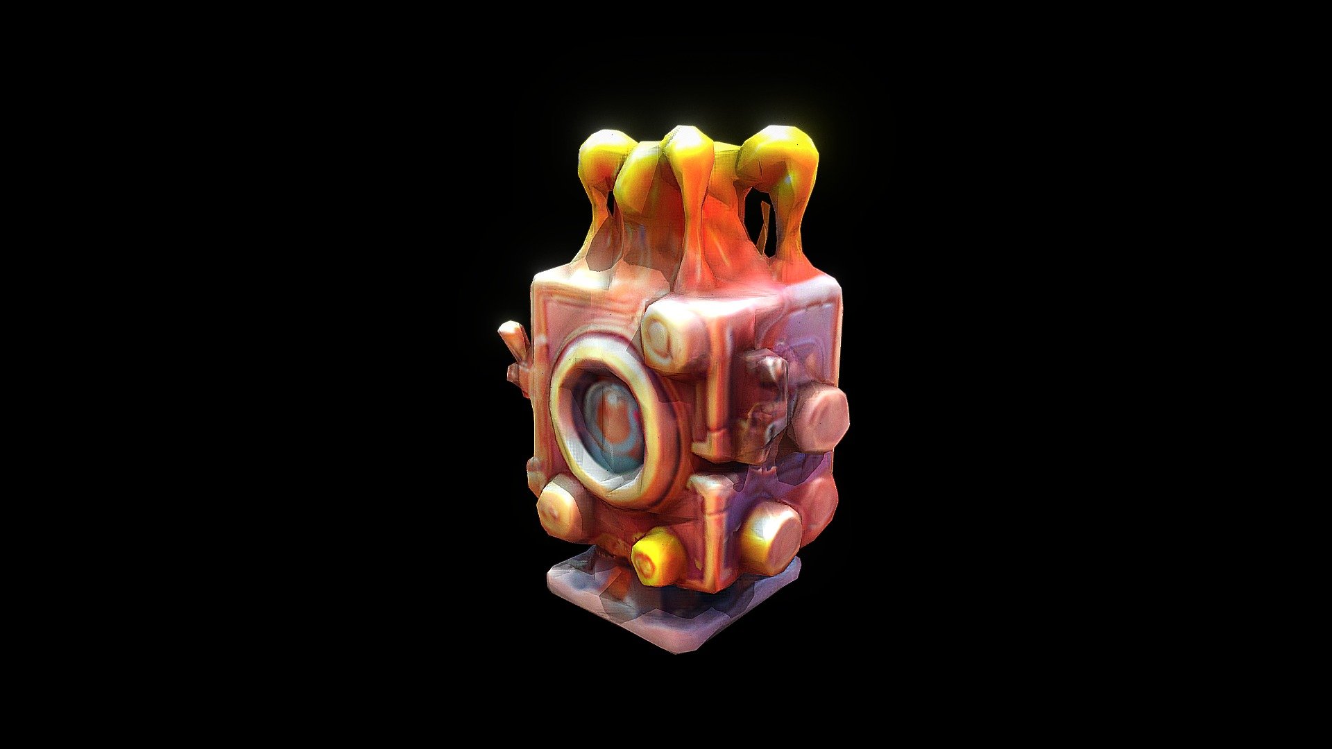 a cartoon drawing of a camera with a yellow l - Download Free 3D model ...