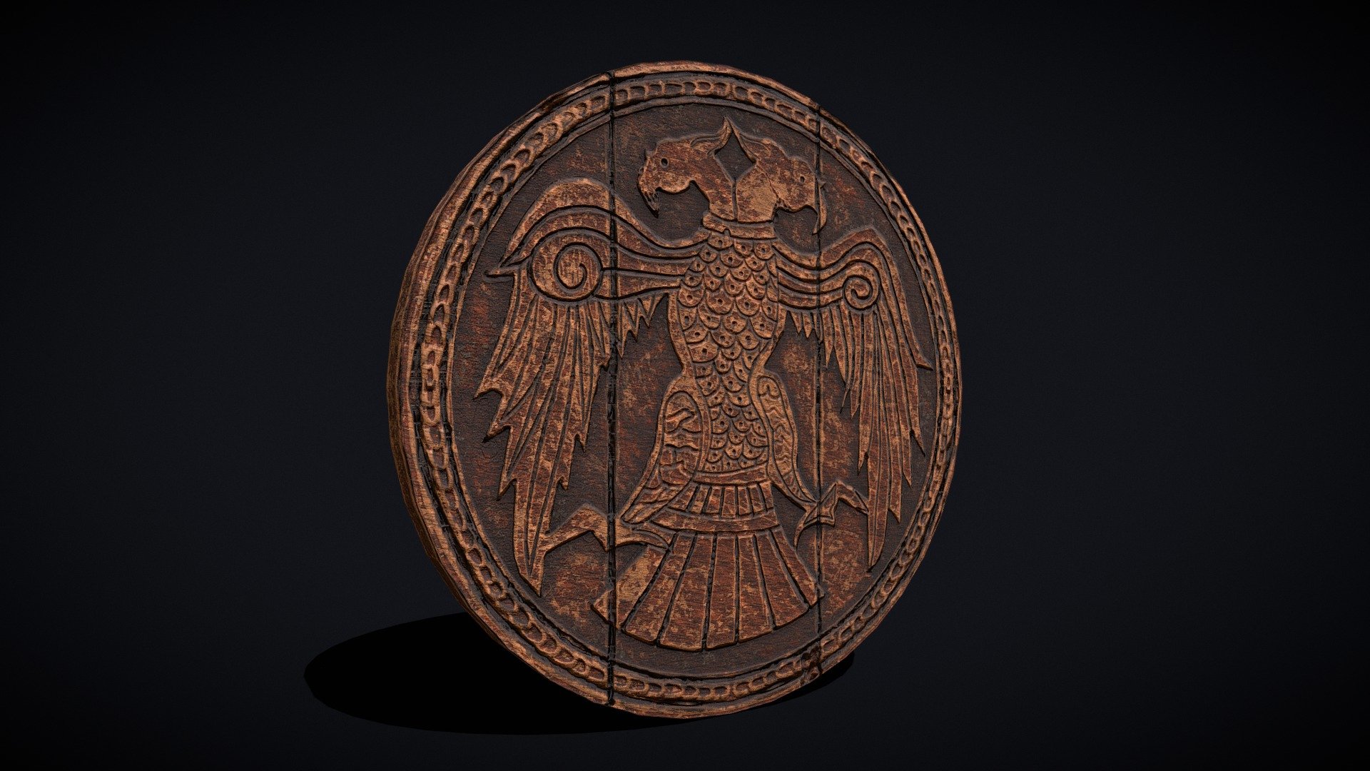 Carved Round Wooden Phoenix Shield - Buy Royalty Free 3D model by ...