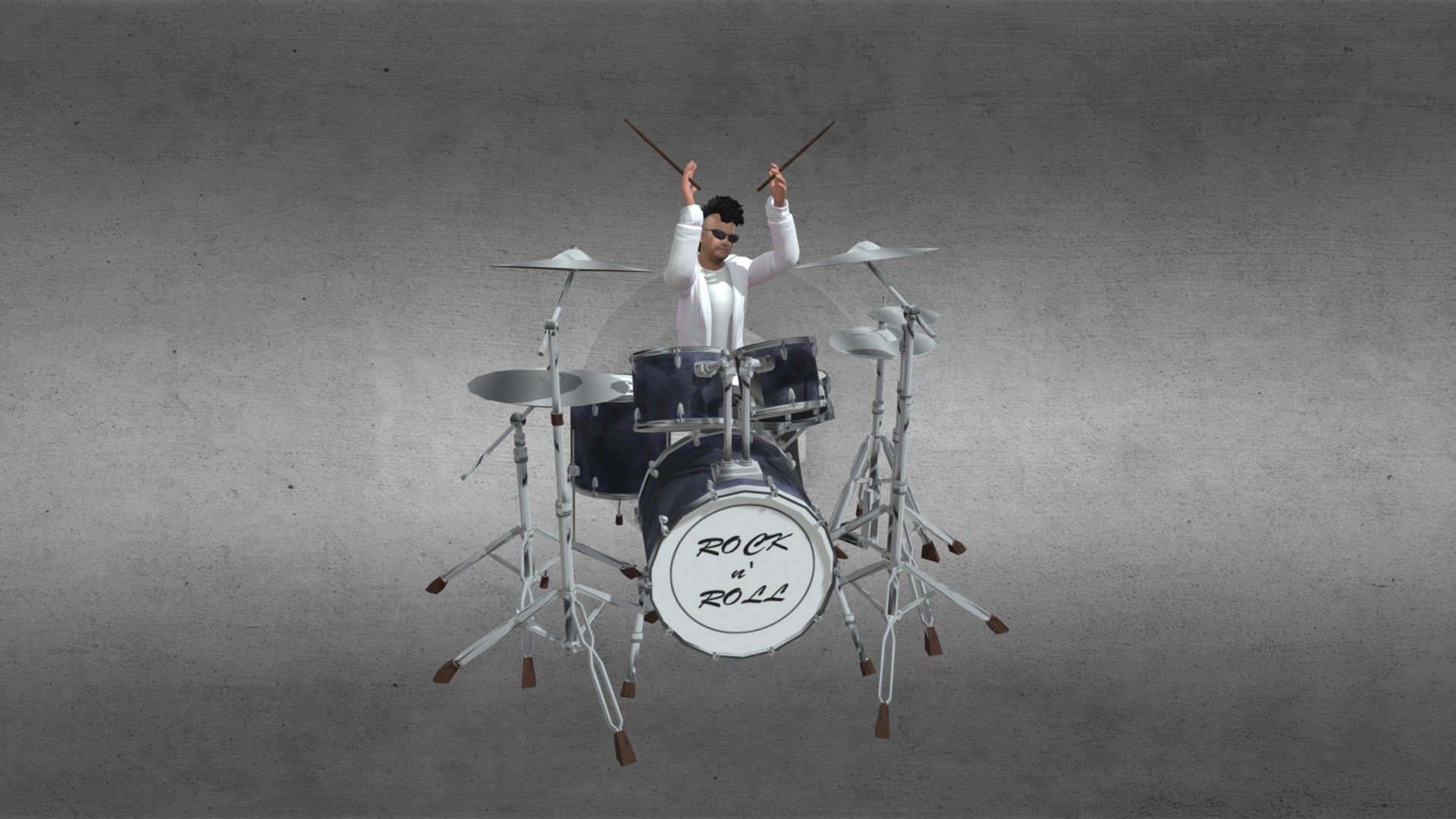 Rock Drummer with Drum Set - 3D model by imanboer [4d20ebc] - Sketchfab