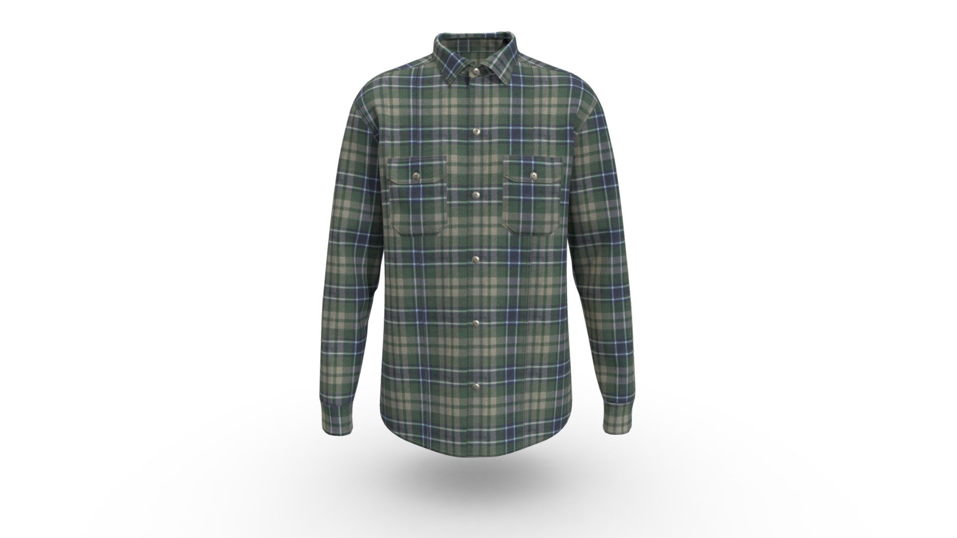 Men LS Flannel Shirt - Buy Royalty Free 3D model by BINARYCLOTH ...