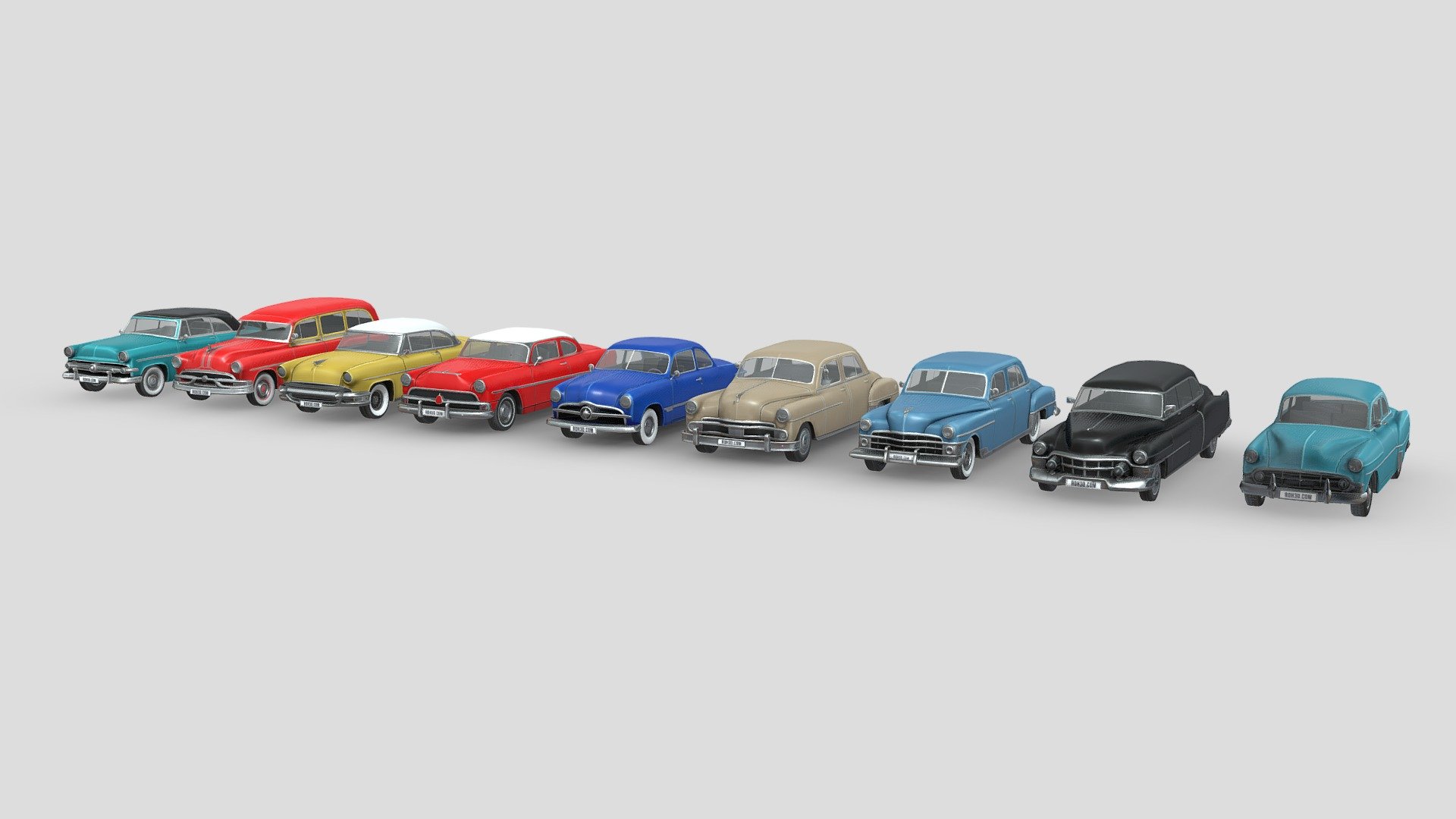 Low Poly Cars Collection 005 - 50s Cars - Buy Royalty Free 3D model by ...