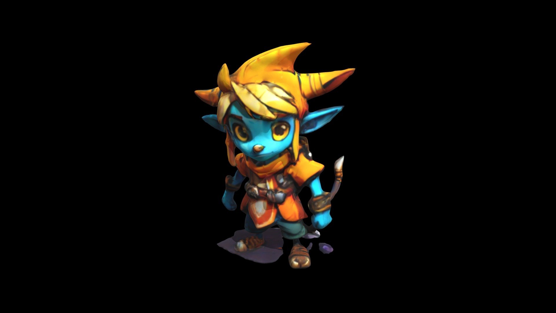 a blue and yellow cartoon character with horn - Download Free 3D model ...