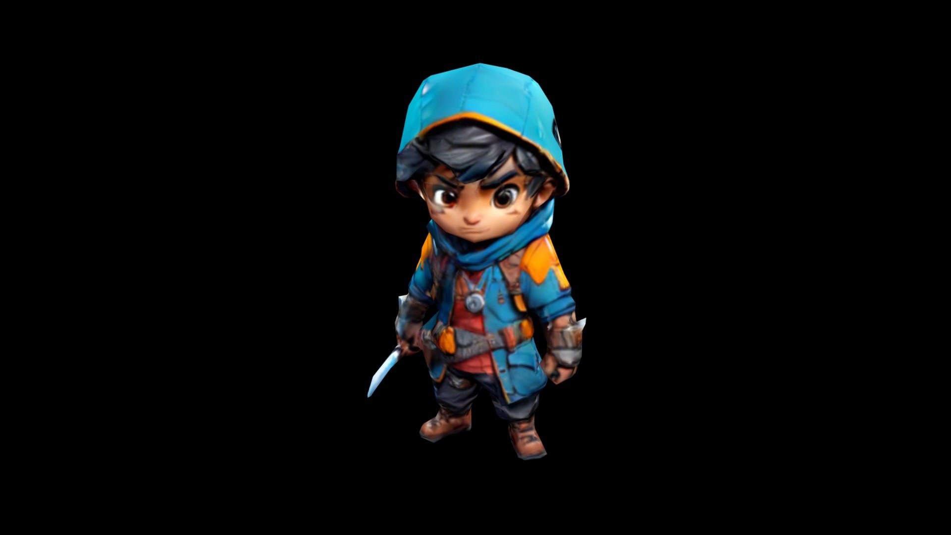 Annotated image "Chibi-style character in action - Download Free 3D ...