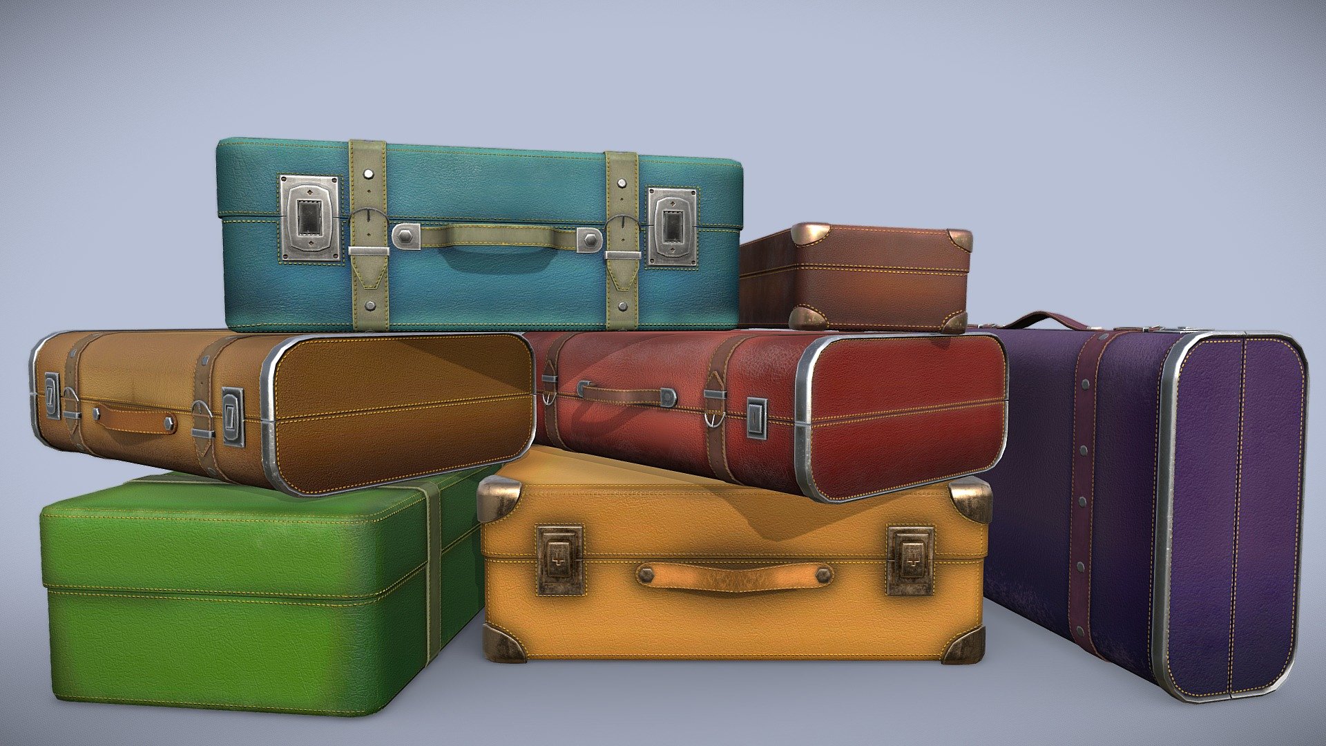 Travel bag suitcase briefcase PBR low-poly game - Buy Royalty Free 3D ...