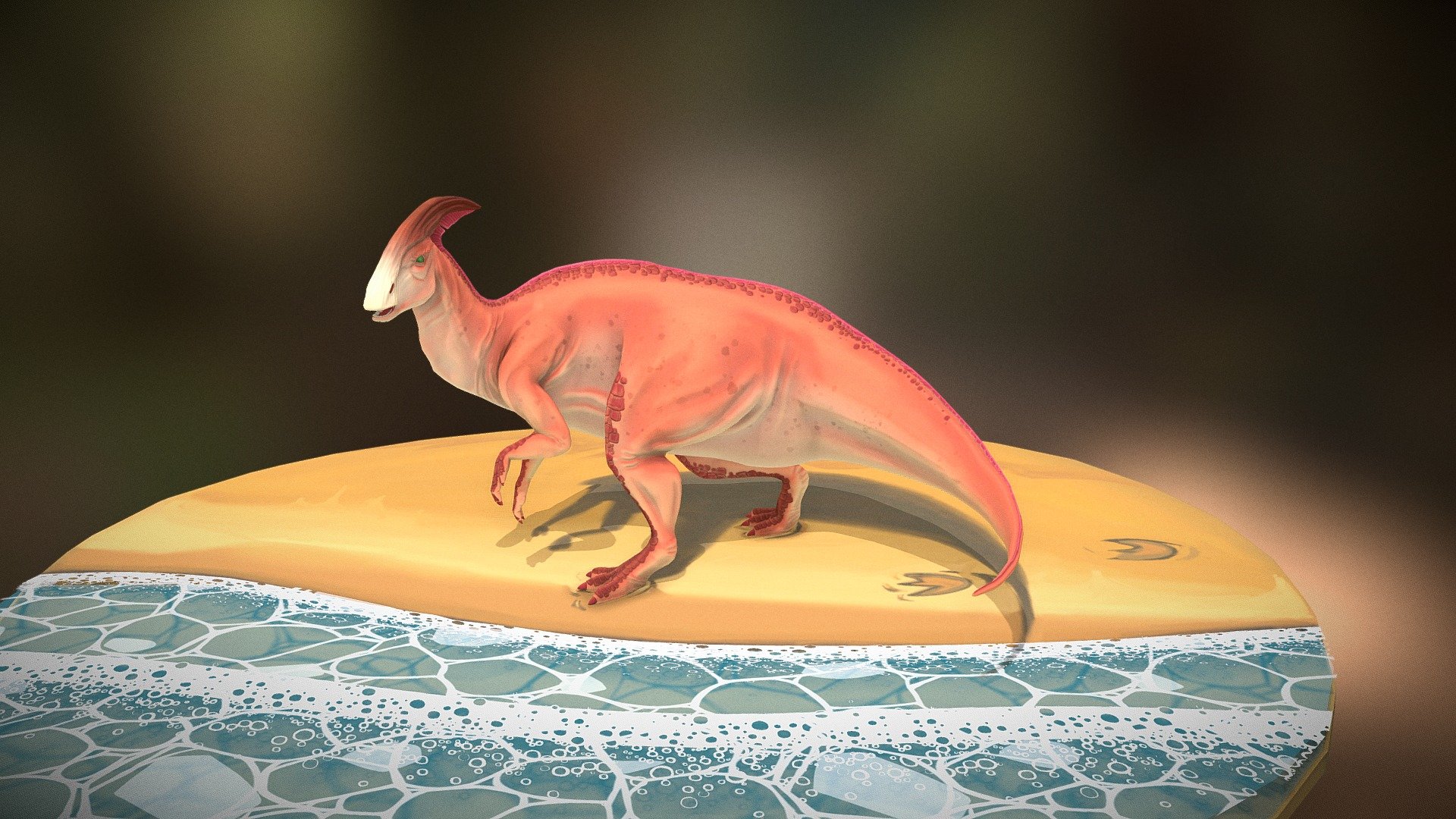 Parasaur on the beach. hand painted - 3D model by ya.iljinser [4d6b8ce ...