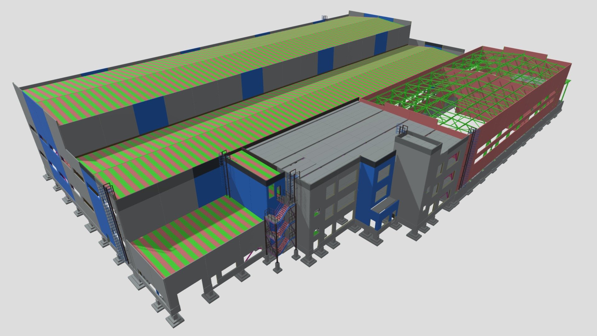 Warehouse (with sandwich panels) - Download Free 3D model by ...
