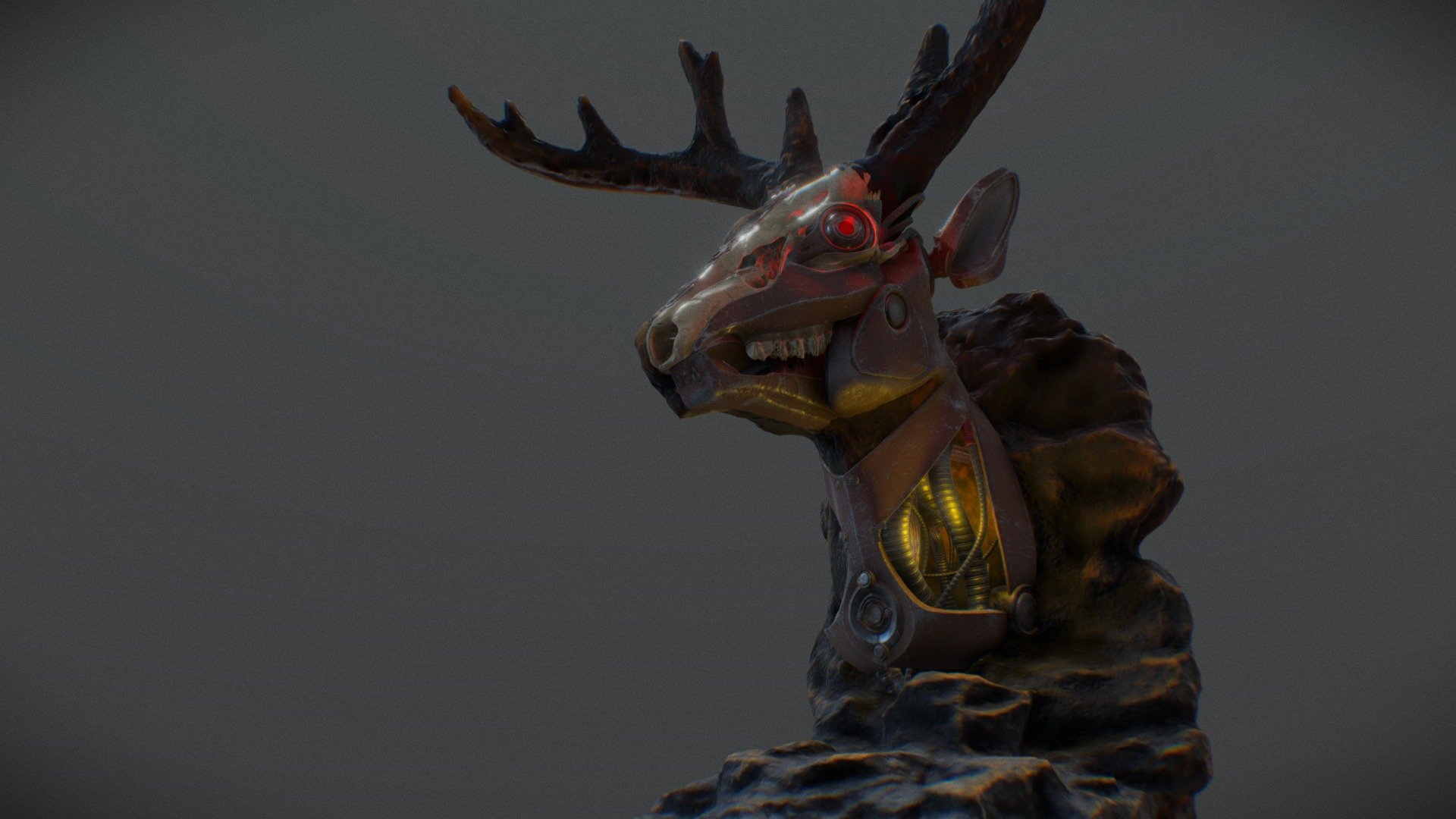 Rudinator - Cybernetic-Stag Bust - 3D model by Asha Basha (@Kaini ...