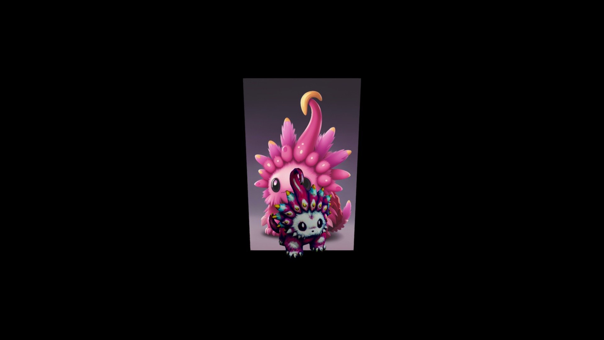 cartoon illustration of a pink furry animal wit - Download Free 3D ...