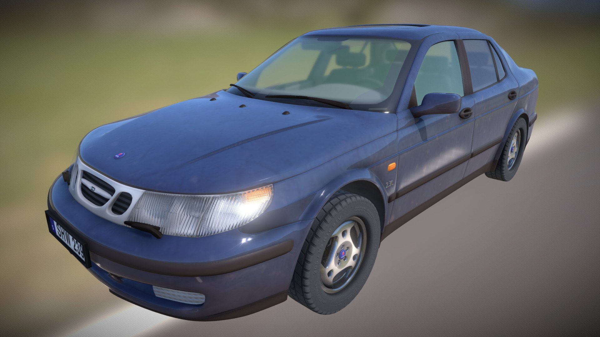 SAAB 9-5 blue sedan of 1997-2001 - Download Free 3D model by ...