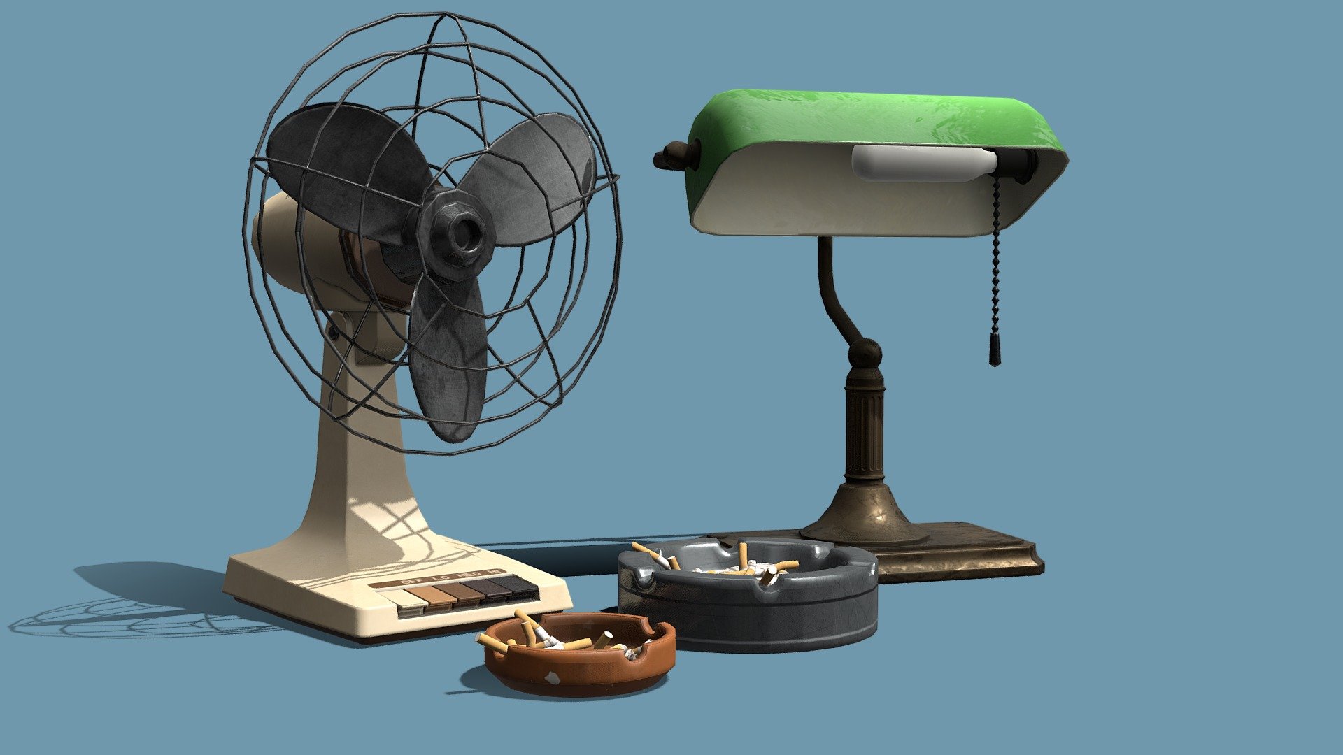 Retro desk props variety pack - Buy Royalty Free 3D model by maxdragonn ...