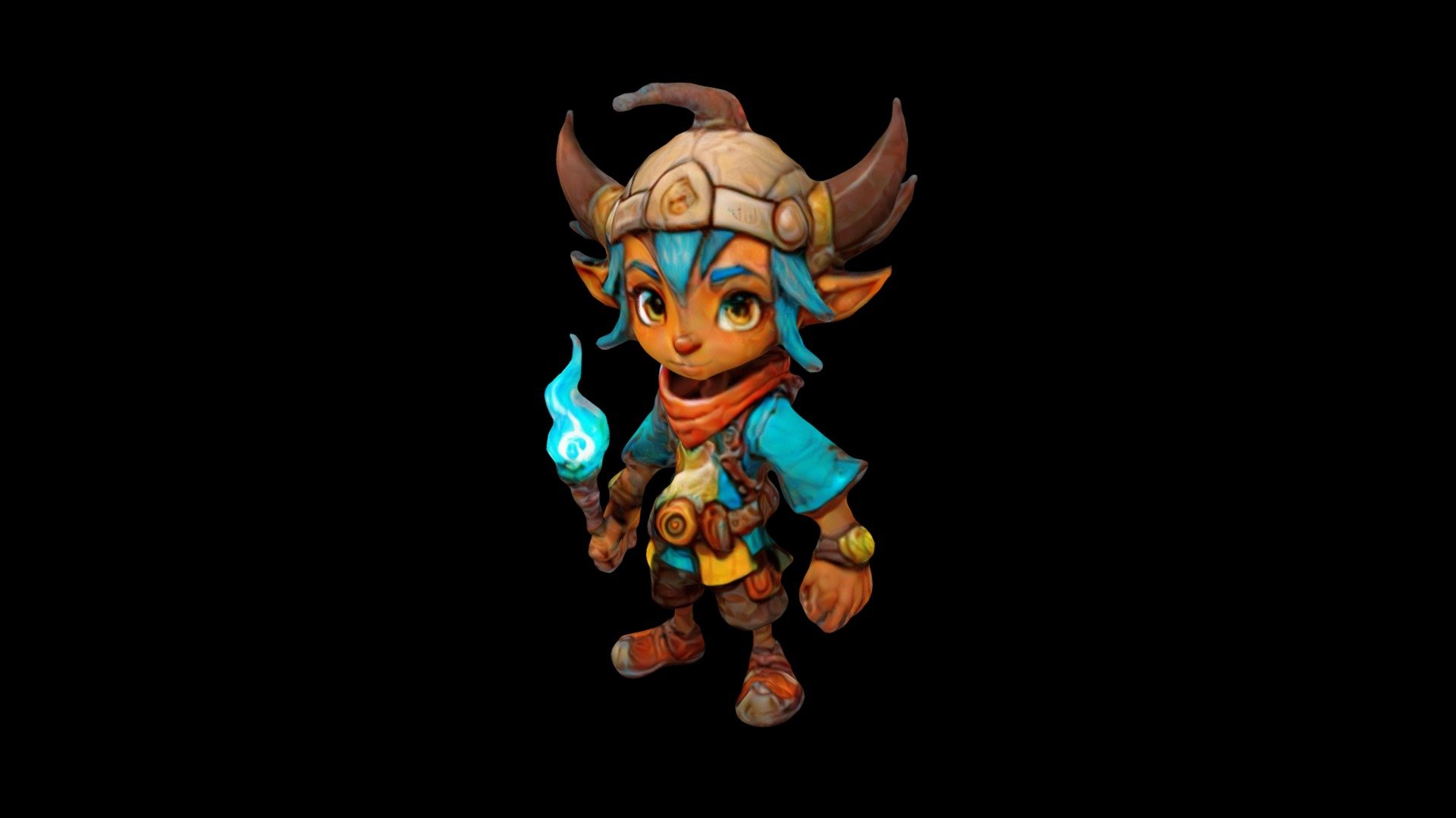 a blue skinned humanoid creature with horns hold - Download Free 3D ...