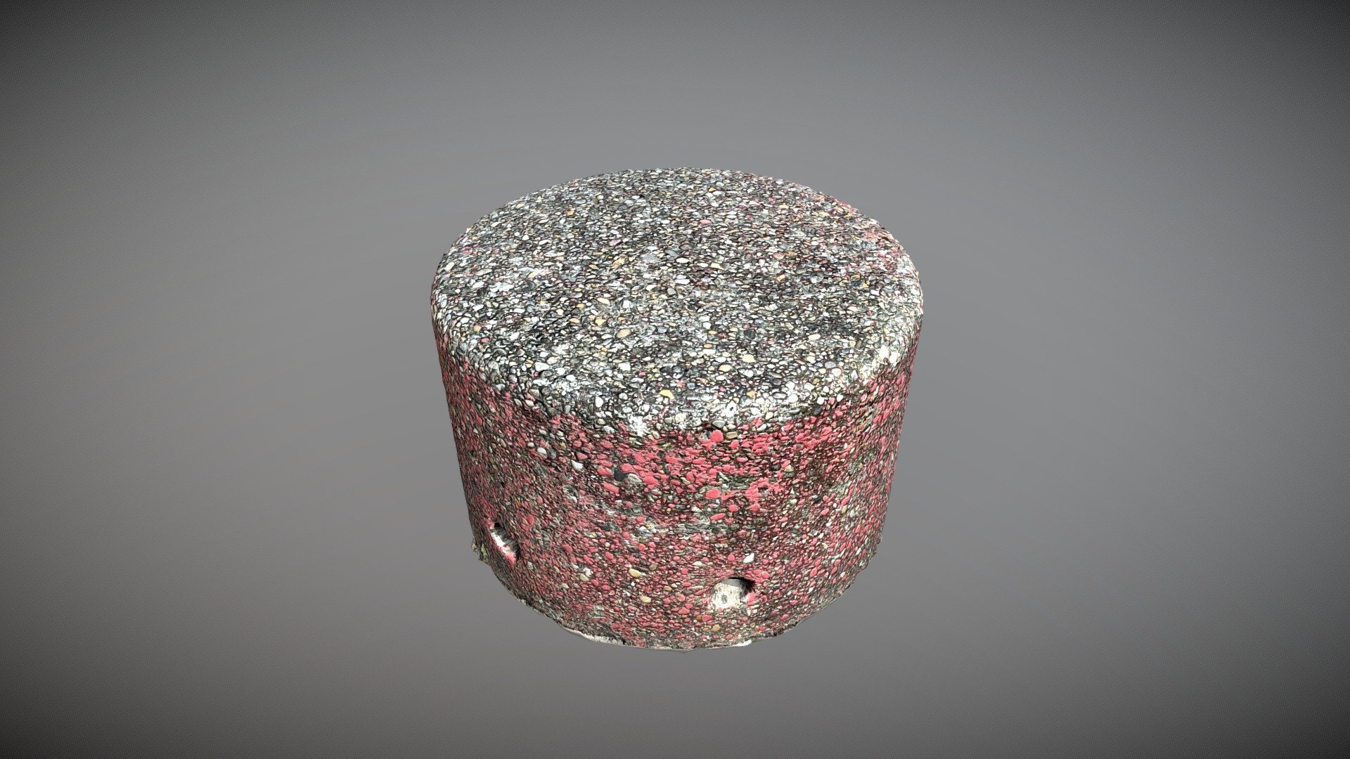 Urban Stone Cylinder With Red Paint And Holes - Download Free 3D model ...