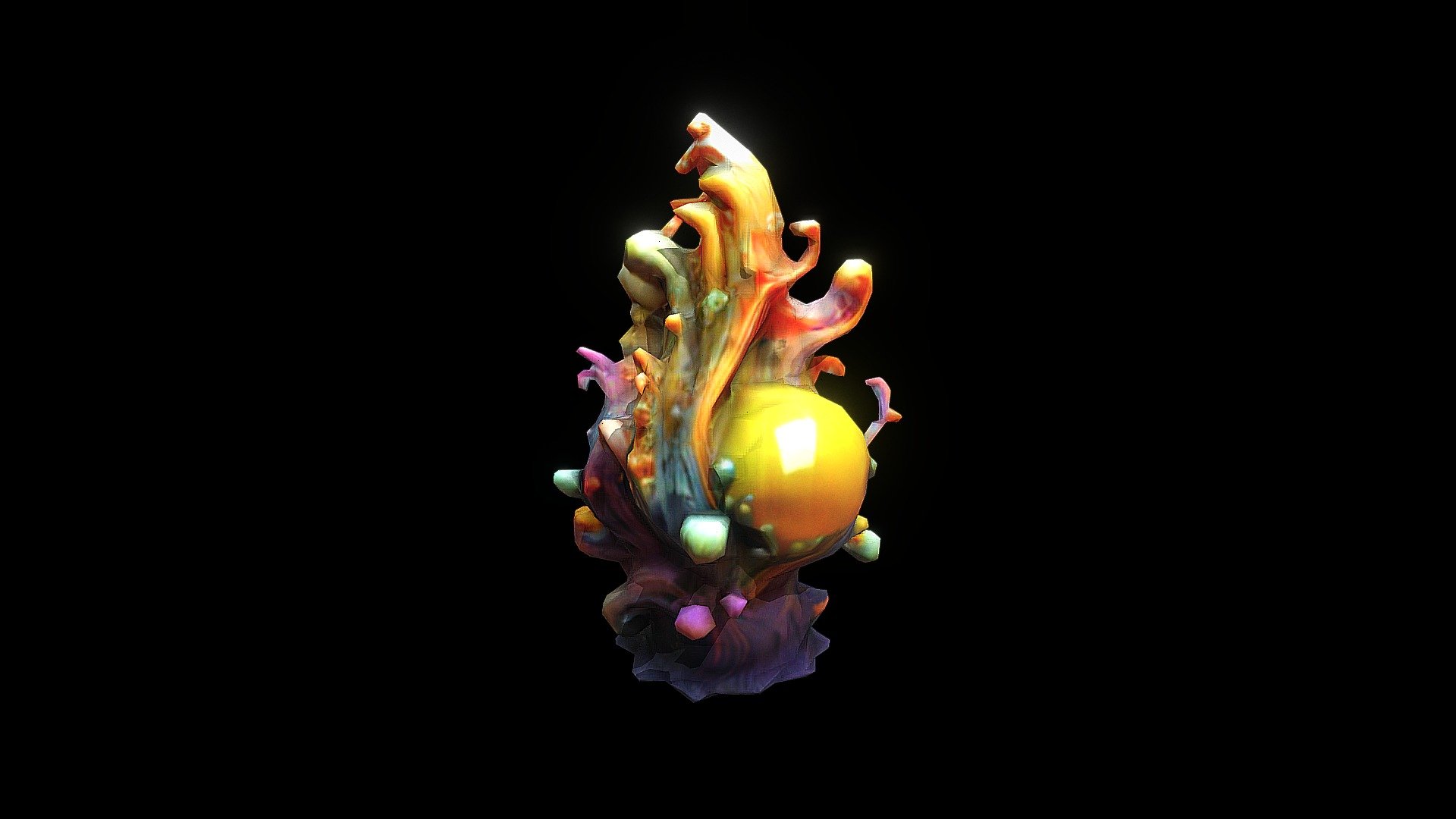 a colorful sculpture with a yellow ball in th - Download Free 3D model ...