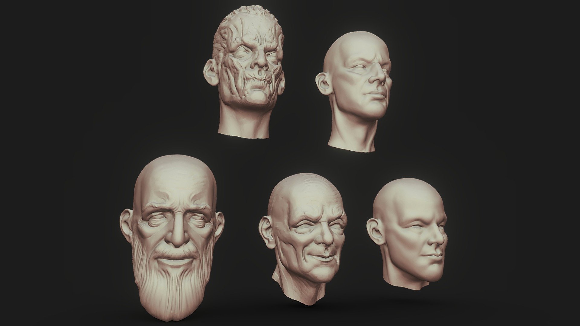 Male Head Pack 1 - Buy Royalty Free 3D model by Alexandria Maharaj ...