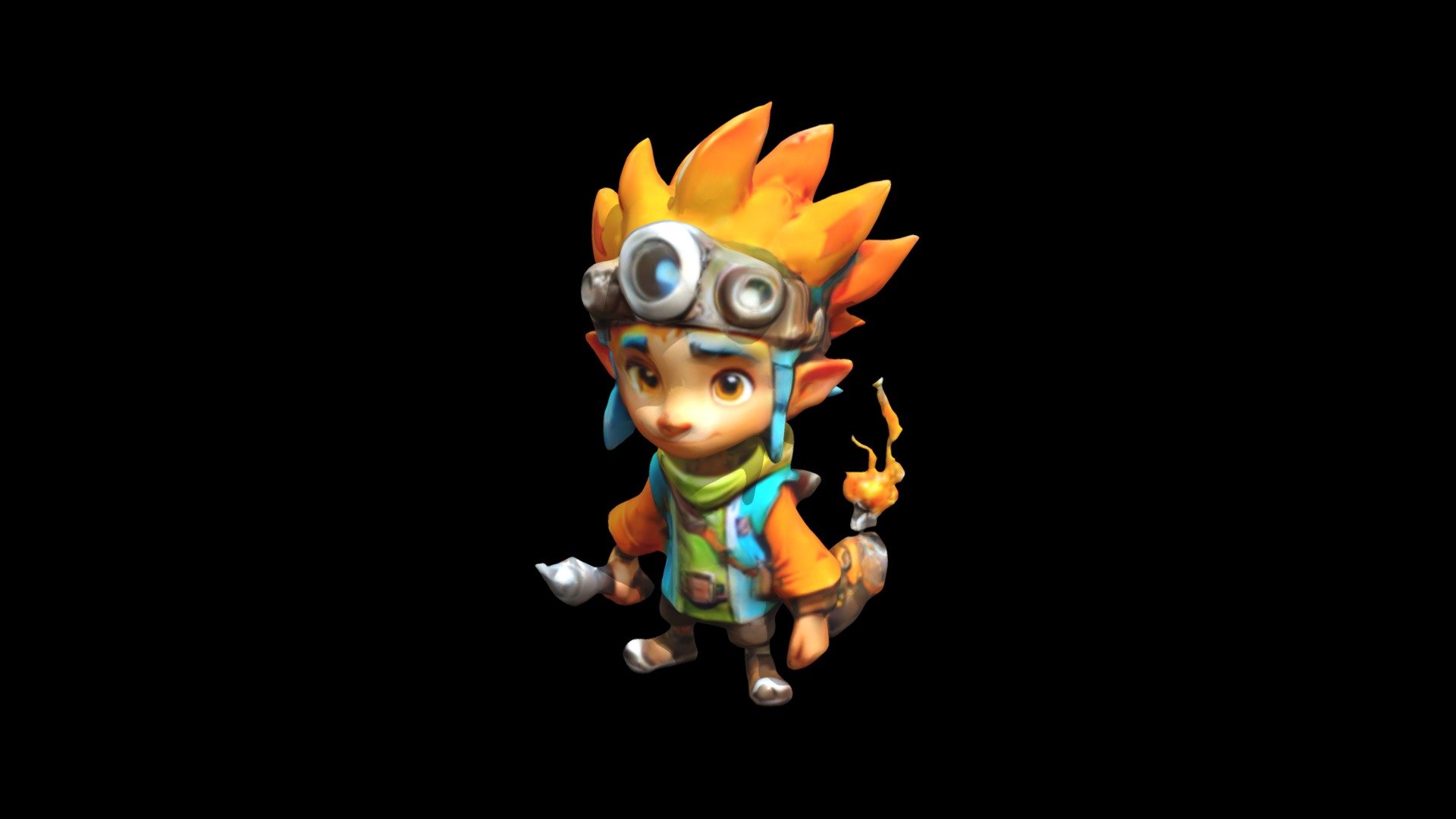 a cartoon character with a torch and goggles - Download Free 3D model ...