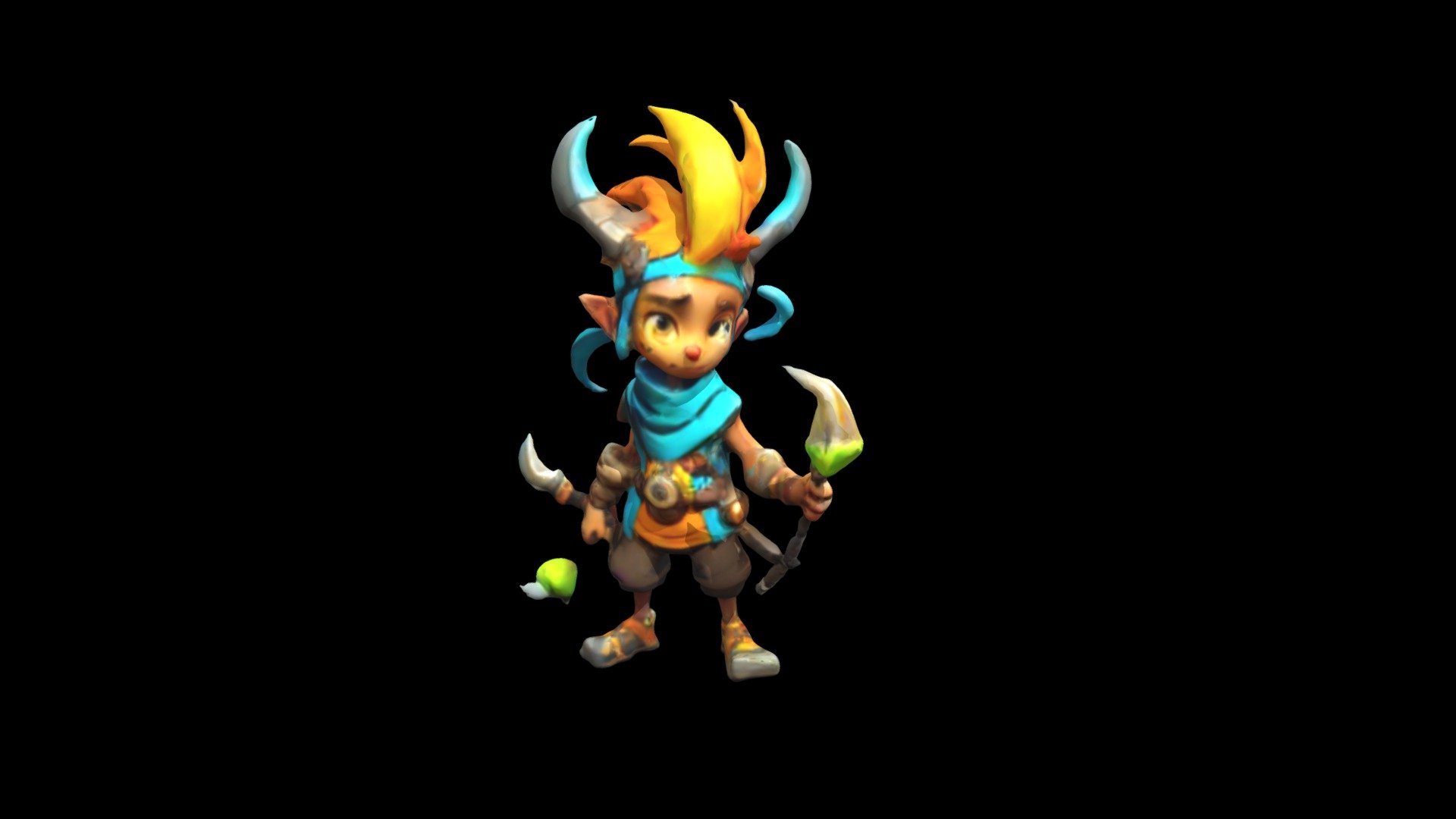 Anime-style character with mohawk and spear - Download Free 3D model by ...
