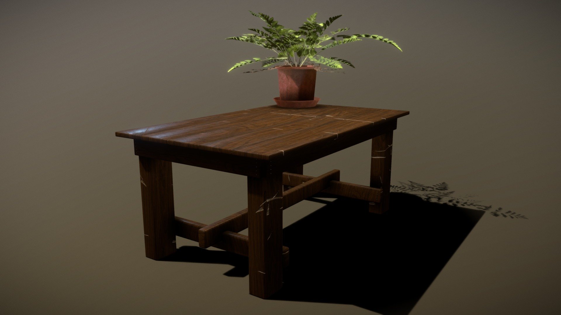 Wooden table with a plant - Buy Royalty Free 3D model by TonyG159 ...