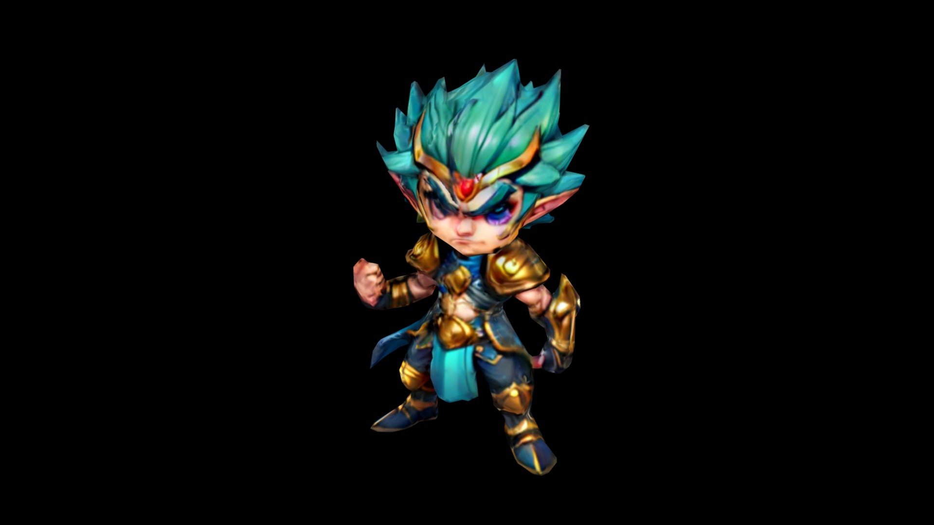 Fierce Young Elven Knight with Turquoise-colored - Download Free 3D ...