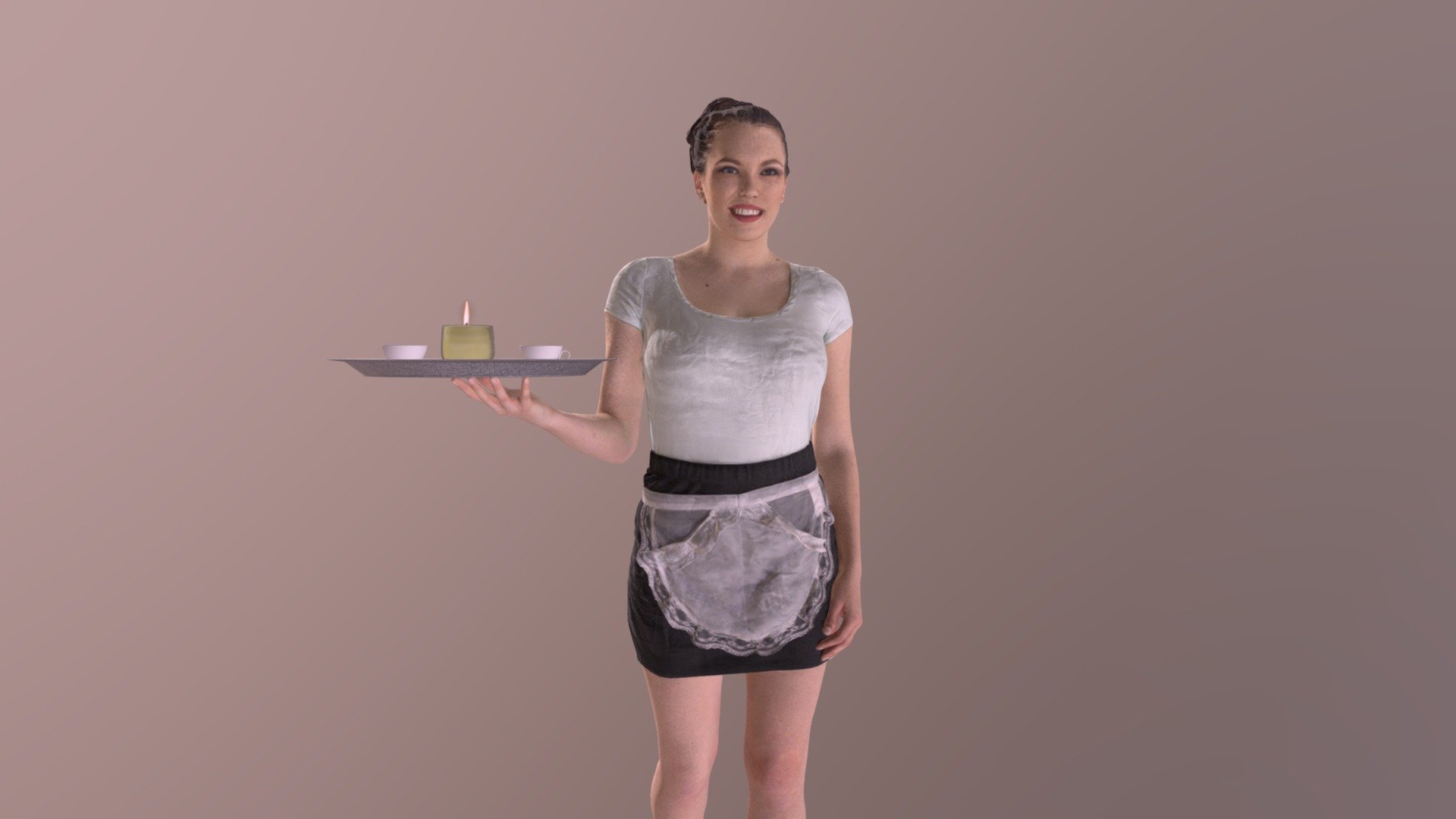Waitress Woman Walking Dream Skirt Tray Candle - Buy Royalty Free 3D ...