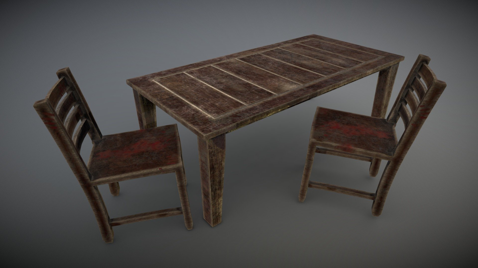 Post apocalyptic style table and chairs - Buy Royalty Free 3D model by ...
