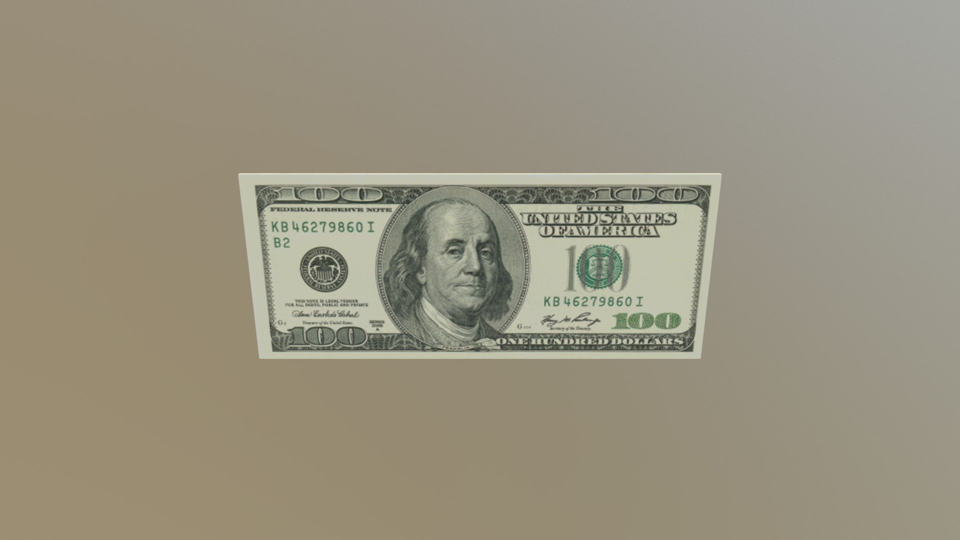 Us Dollar 100 - 3D model by Manisha Palanchoke (@manishaa) [4e427a3 ...