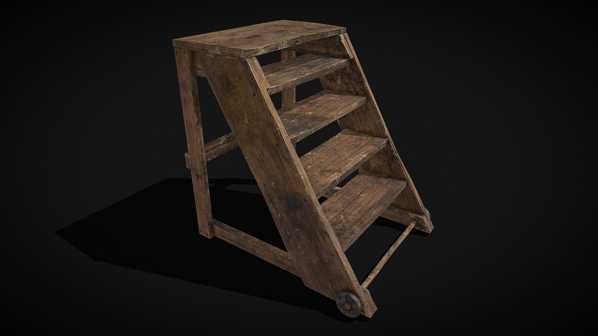 Medieval Five Step Step Ladder With Wheels - Buy Royalty Free 3D model ...