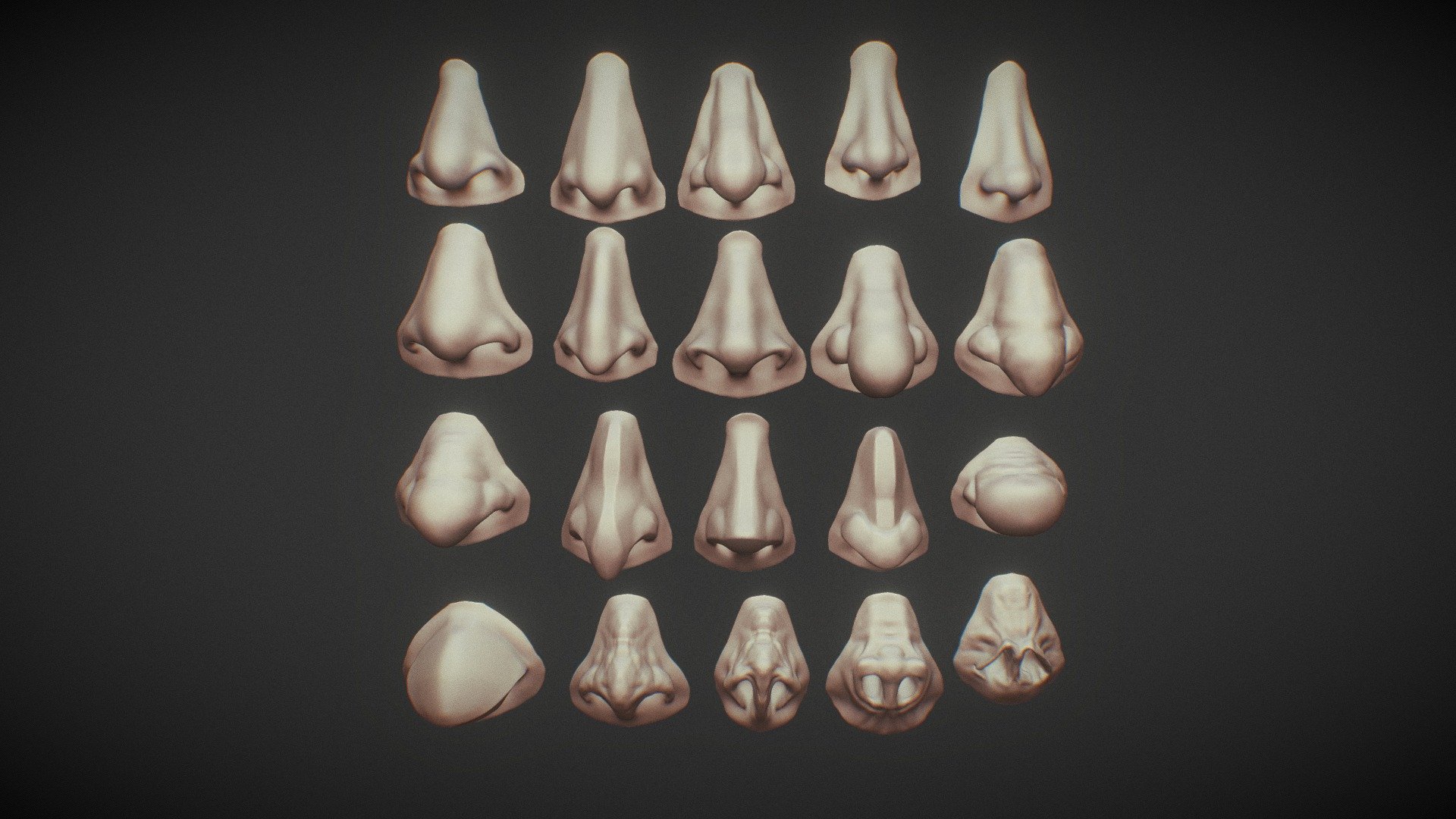 20 Noses with high poly and low poly - Buy Royalty Free 3D model by ...