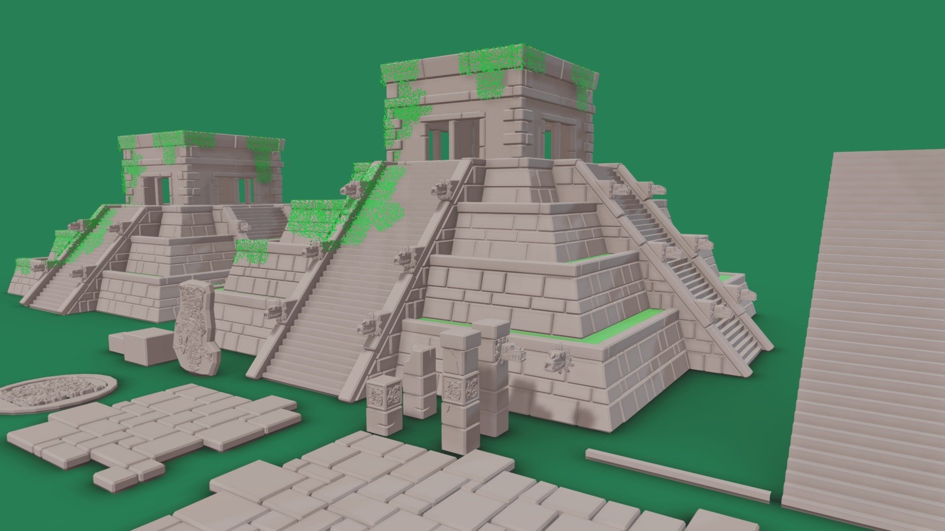 Lowpoly mayan temple and decorations - Buy Royalty Free 3D model by ...