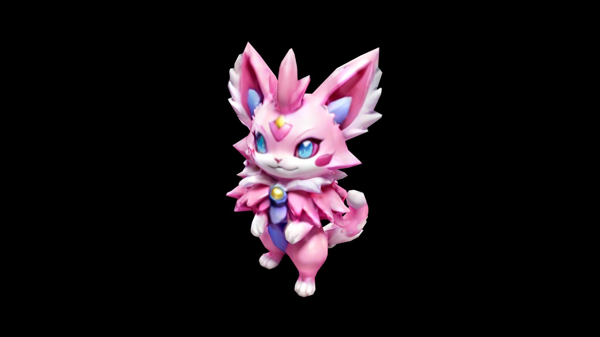 Pink-colored anime character with blue eyes depi - Download Free 3D ...