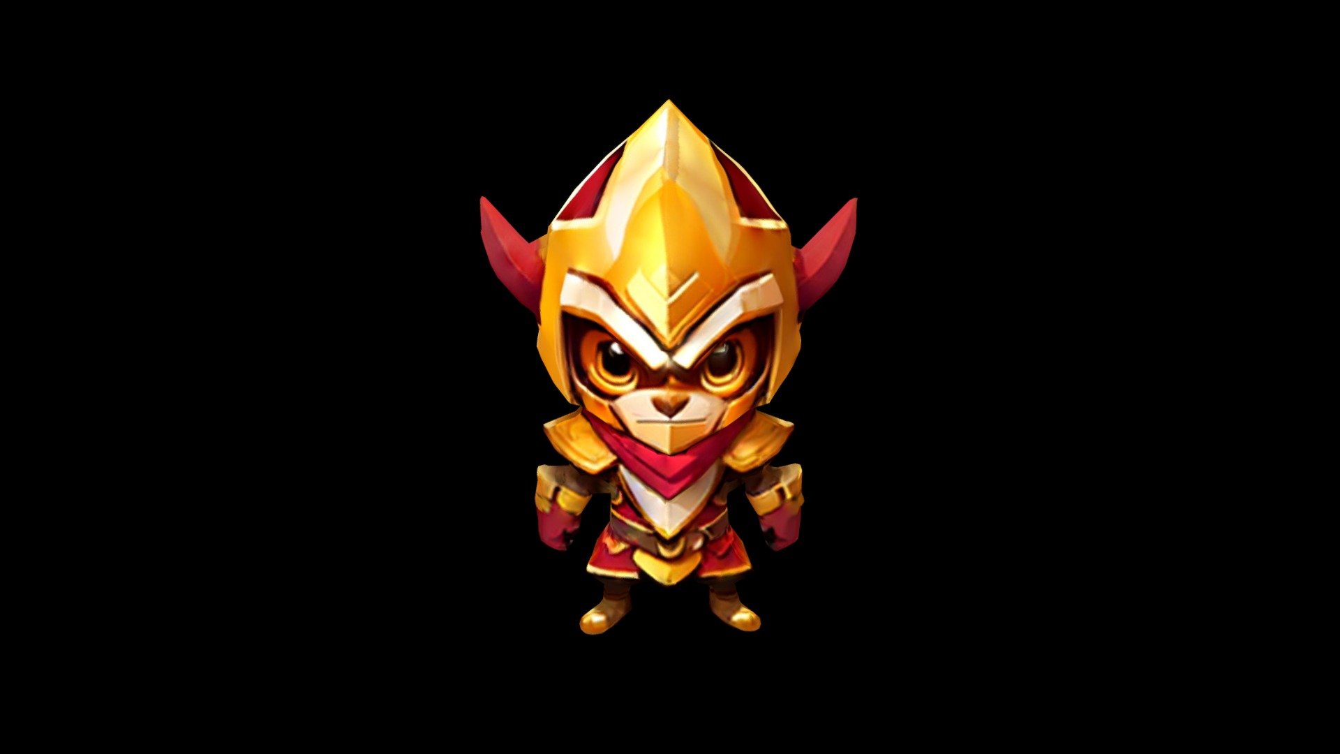 A cartoon-style character dressed in gold armor - Download Free 3D ...