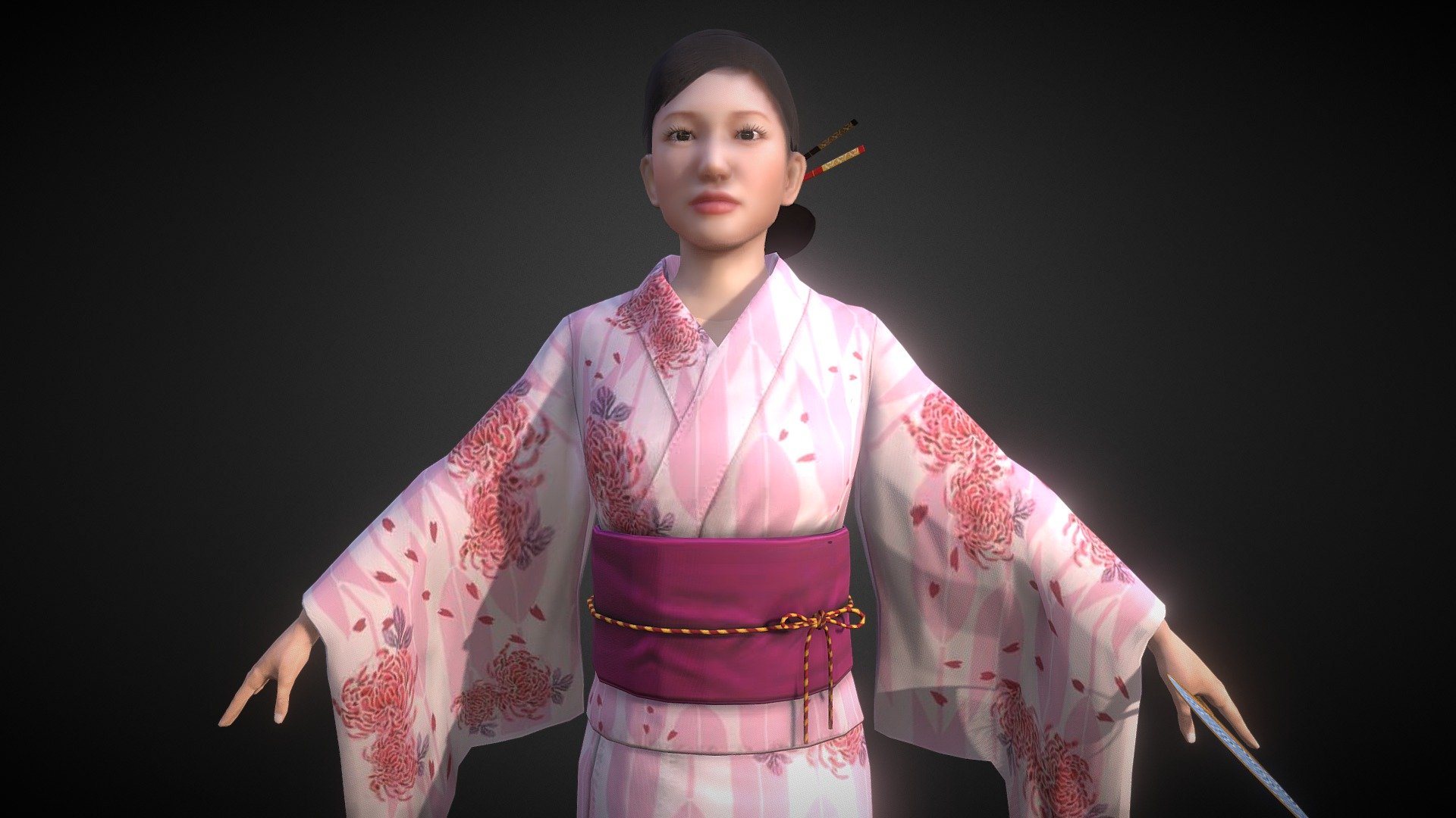 Japanese Girl wearing Yukata 002 - Buy Royalty Free 3D model by animod ...